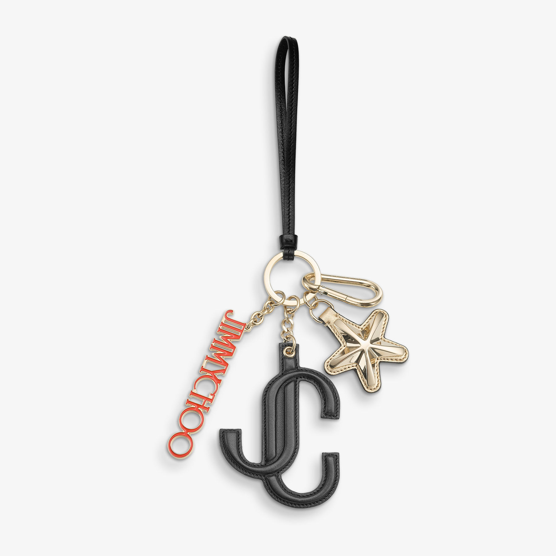 Black & Orange Calf Leather Star Logo | Bag Charm | JIMMY CHOO