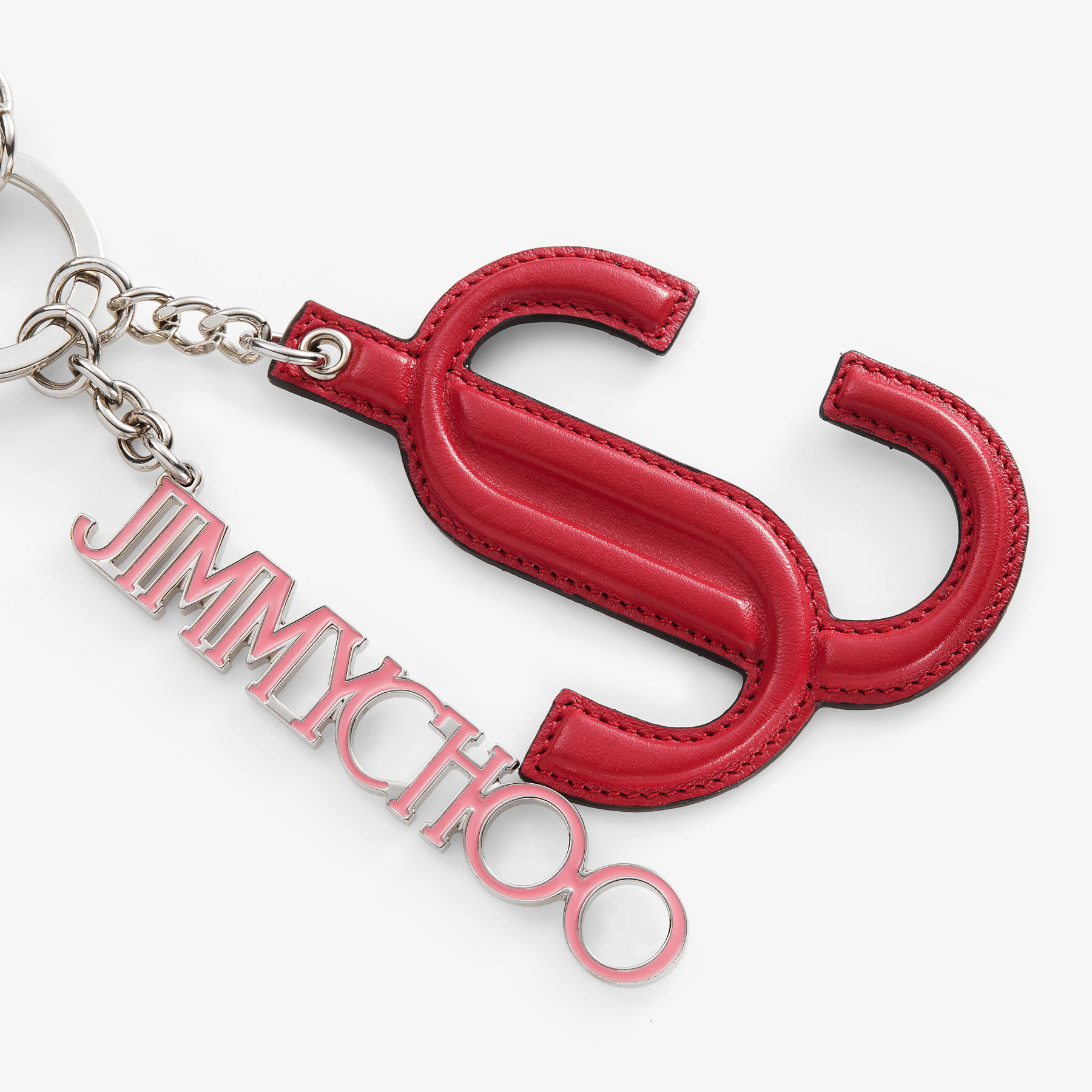 Red & Candy Pink Calf Leather Star Logo | Bag Charm | JIMMY CHOO