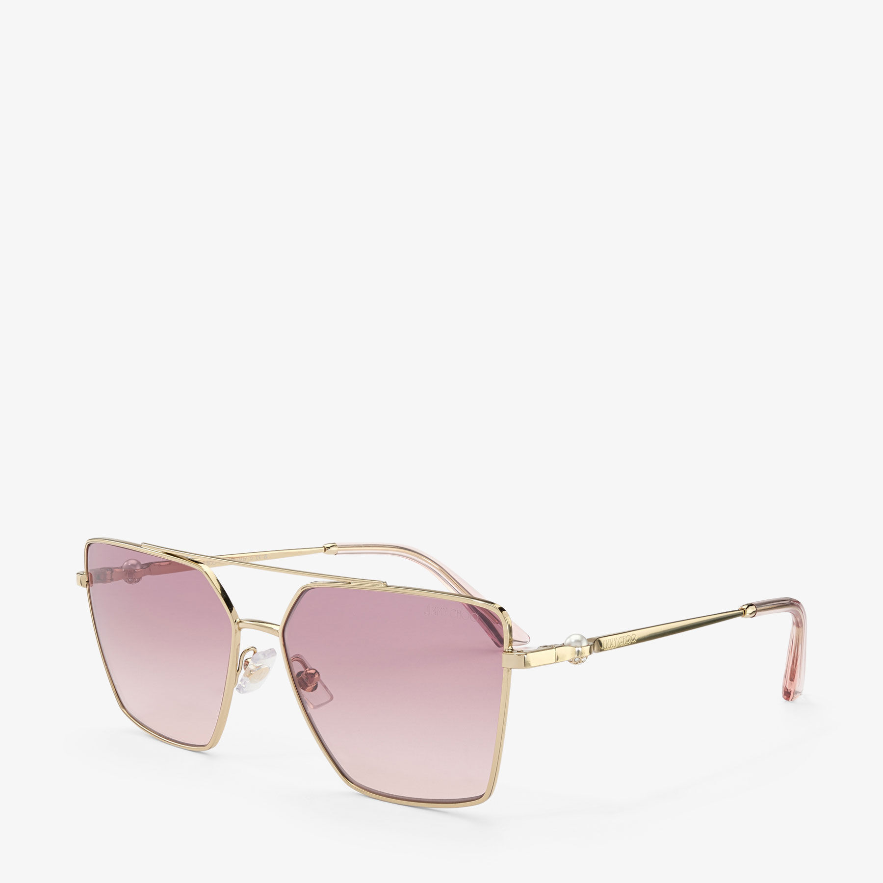 Joss | Pale Gold Square Sunglasses | JIMMY CHOO