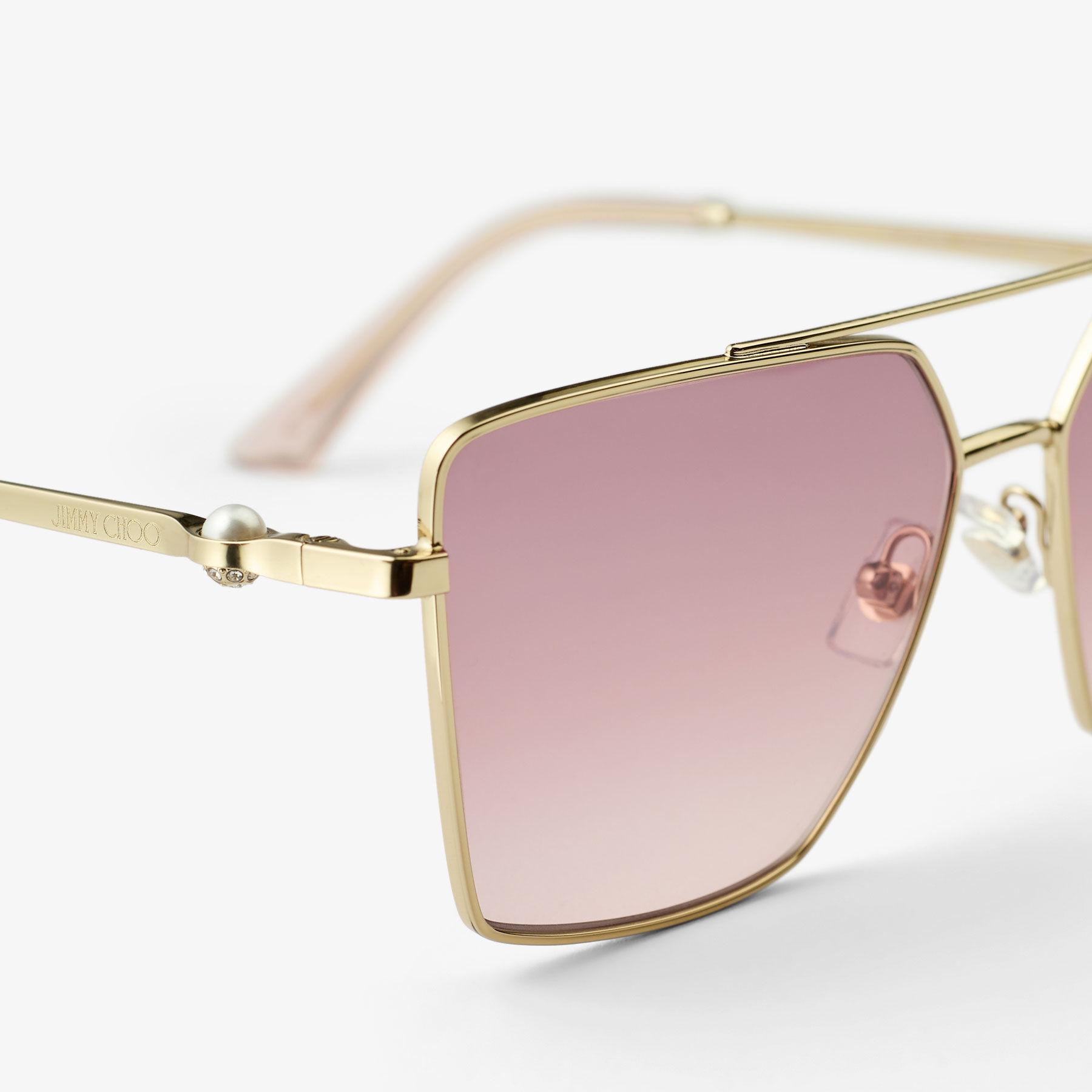 Joss | Pale Gold Square Sunglasses | JIMMY CHOO
