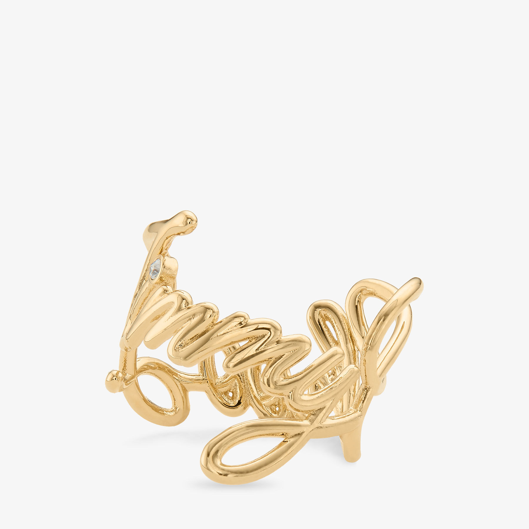 Logo Script Ring | Gold Finish Logo Script Ring | JIMMY CHOO