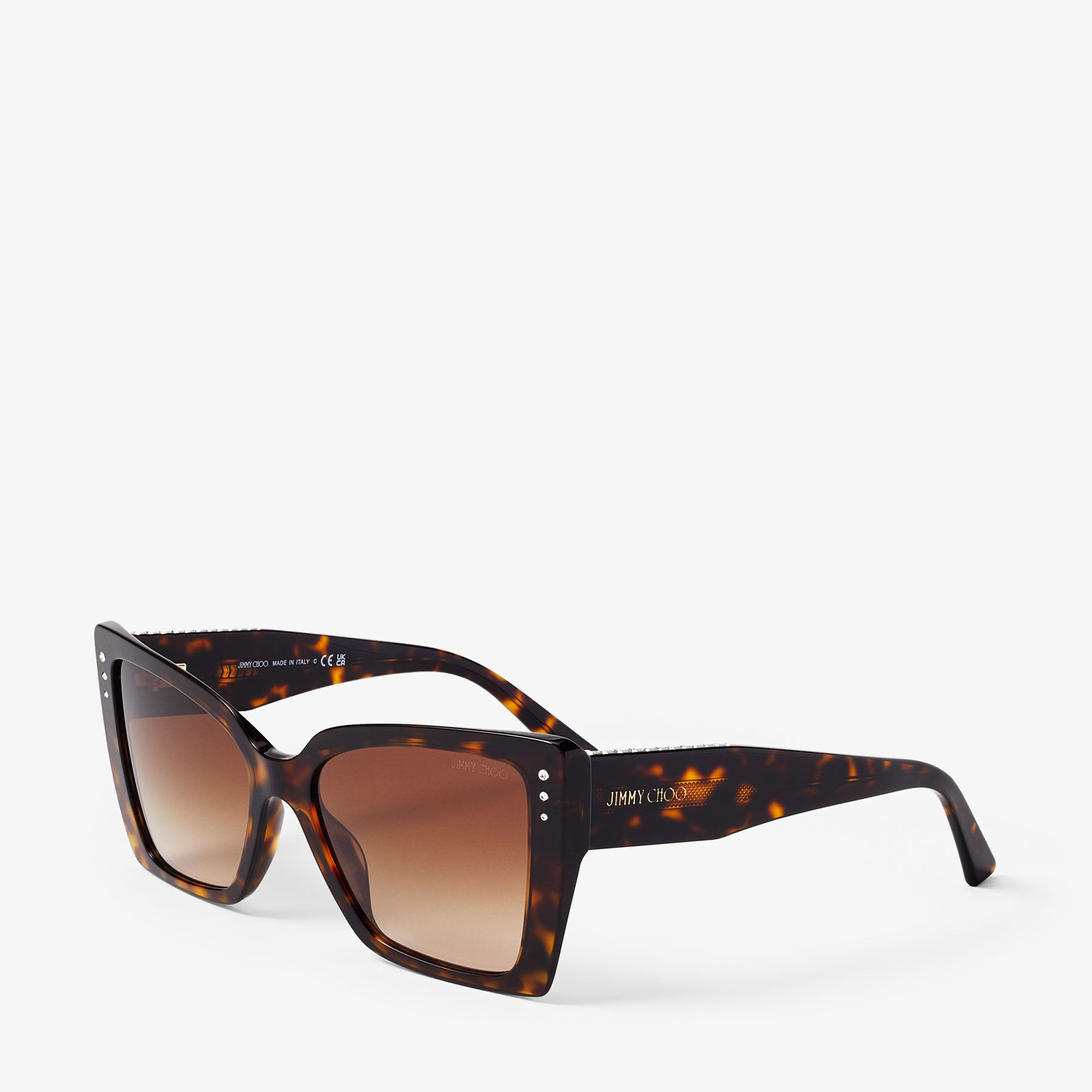 Lorea | Brown Havana Butterfly Frame Sunglasses | JIMMY CHOO
