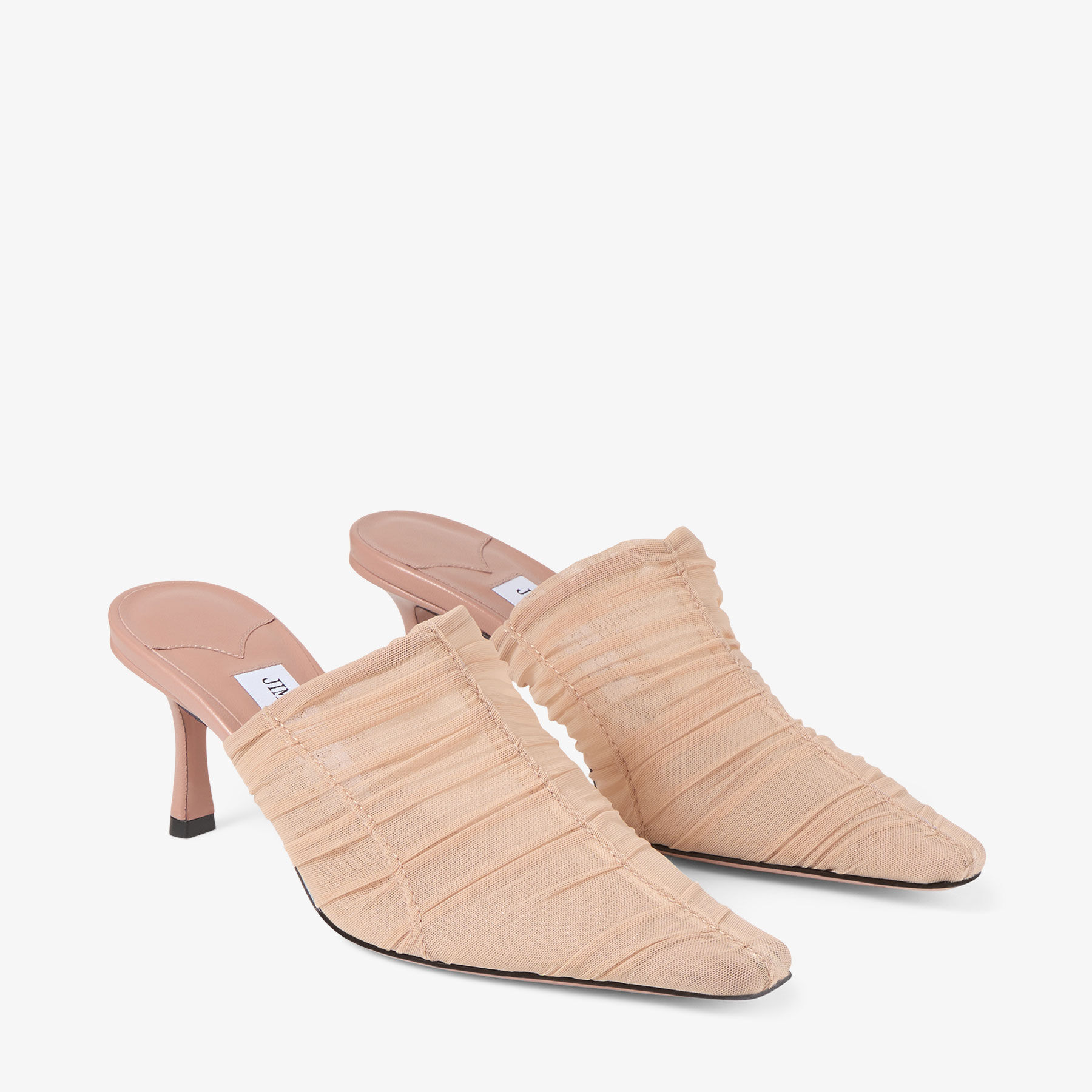 Lotta Mule 65 | Clay Pink Tulle Mules | JIMMY CHOO US