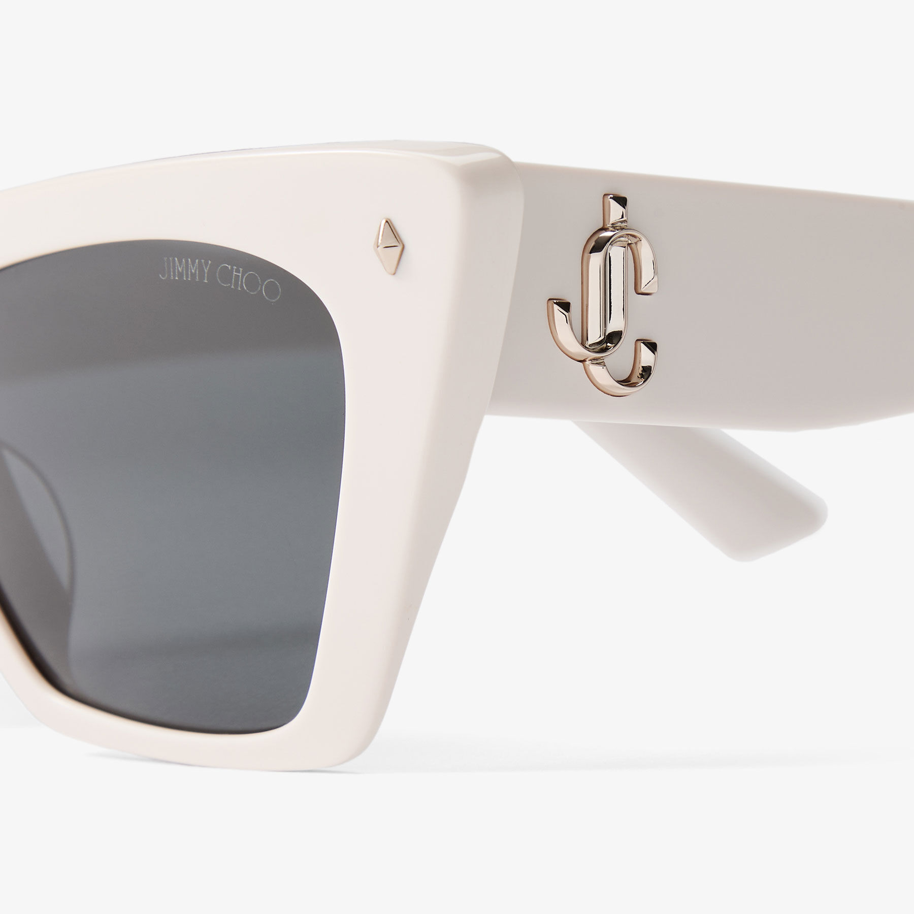 Lou | Milk and Grey Acetate Cat-Eye Sunglasses | JIMMY CHOO