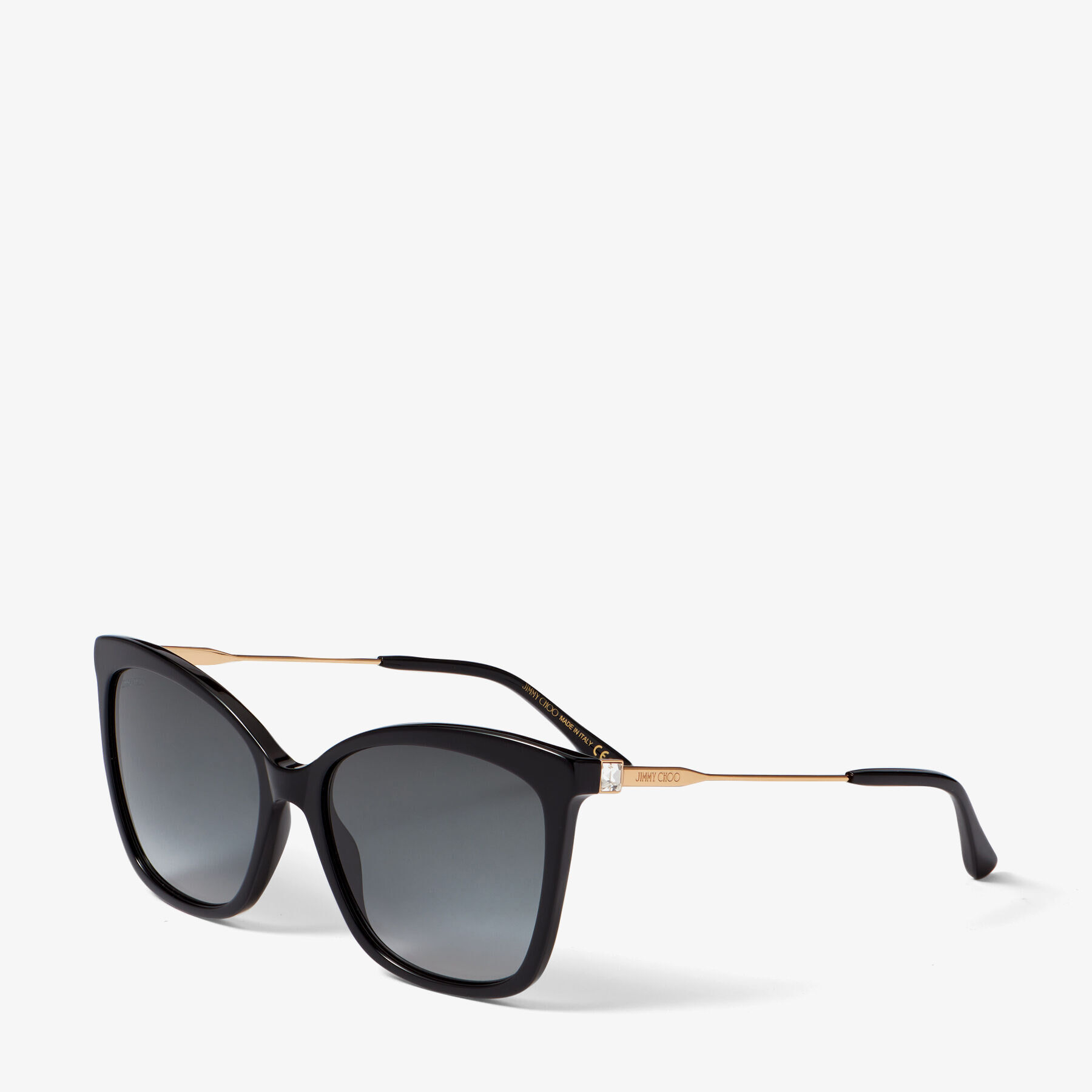 Black Cat Eye Sunglasses With Swarovski Crystal Embellishment Macis 55 Autumn 2021 Jimmy Choo