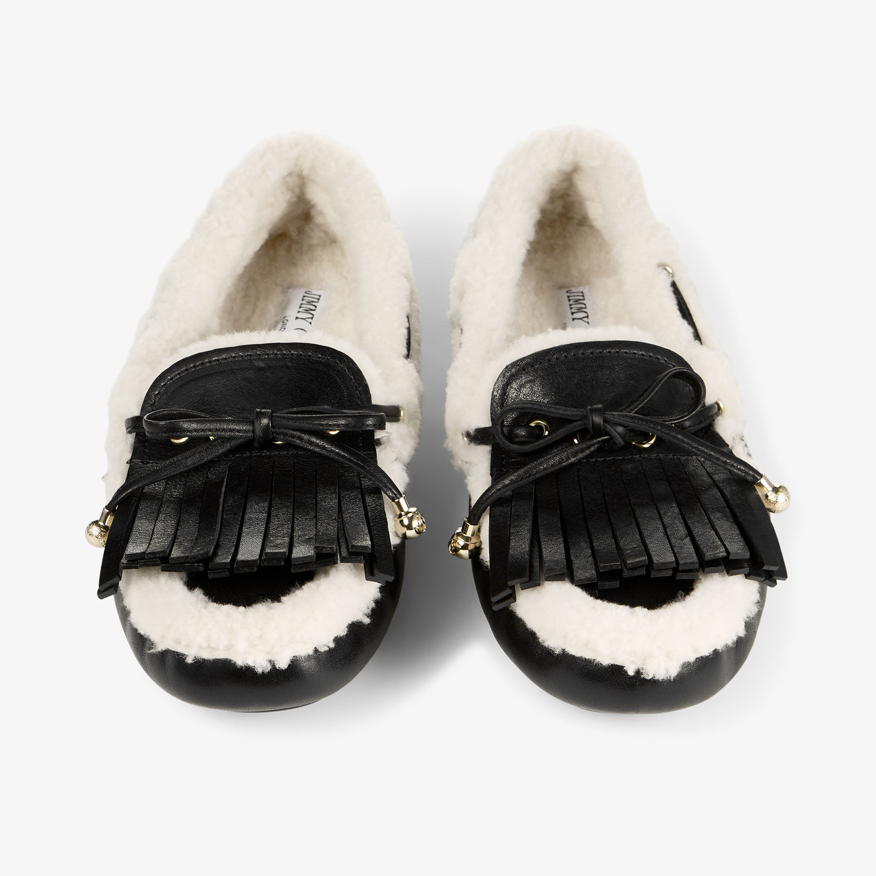 Manon F | Black Tumbled Leather Loafers with Shearling | JIMMY CHOO