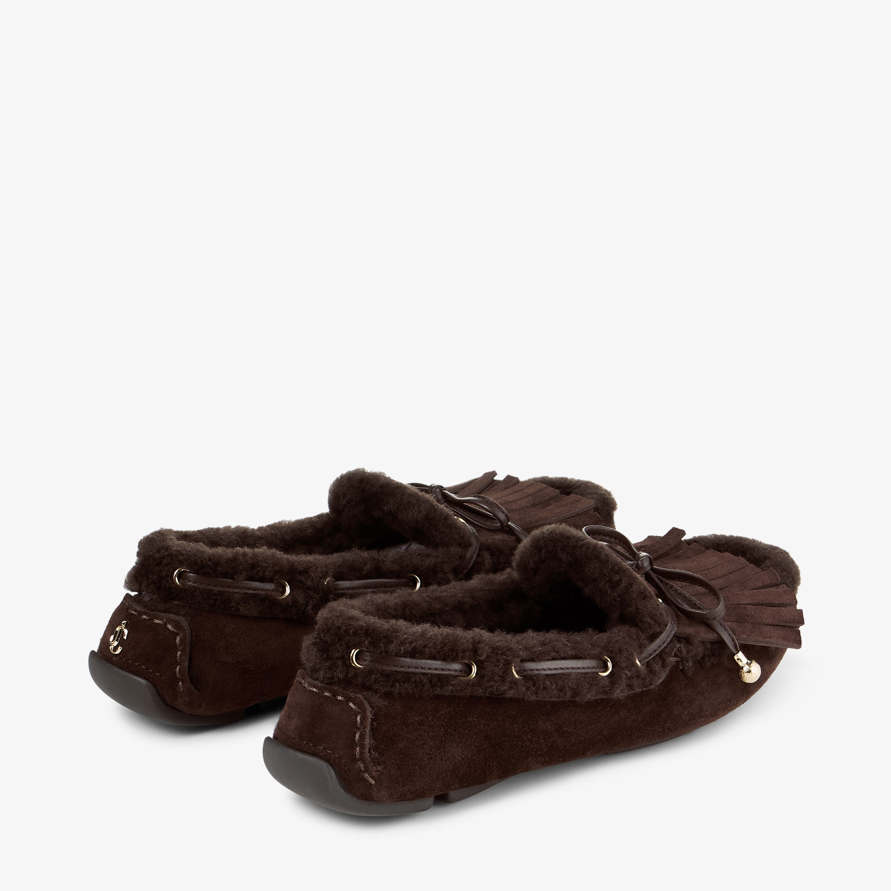 Manon F | Flâneurs en suède-velours chocolat avec toison d’agneau ...