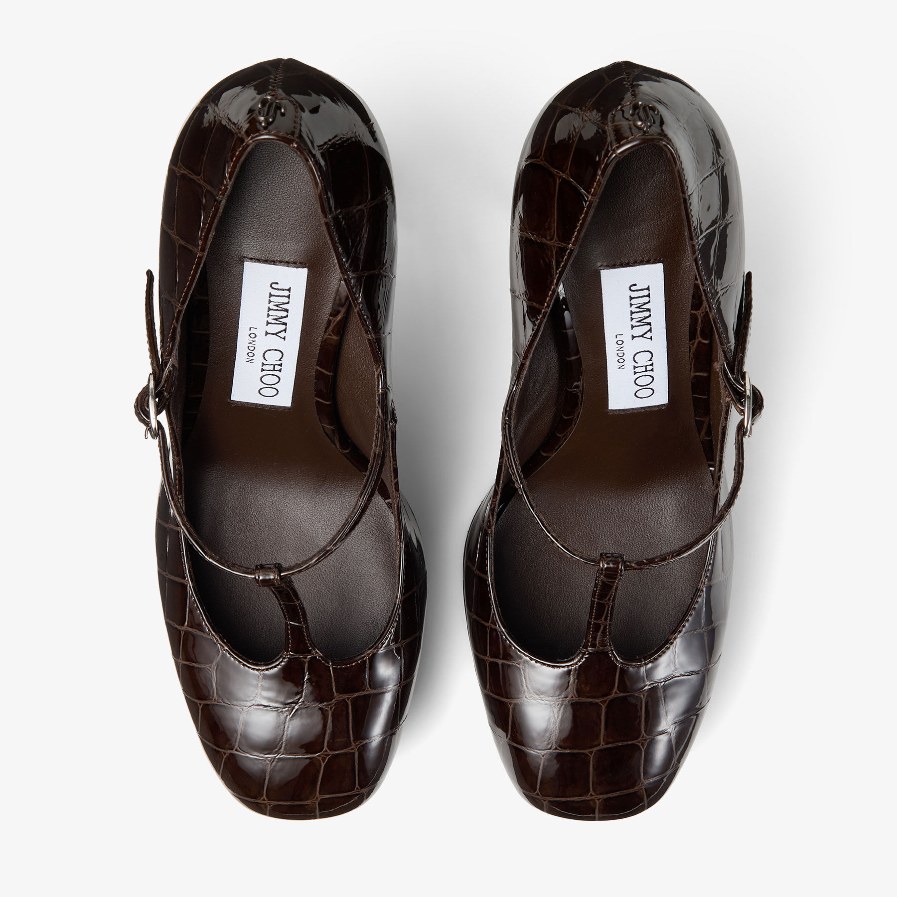 Marene Mary Jane 120 | Sambuco Shiny Croc Embossed Leather Pumps ...