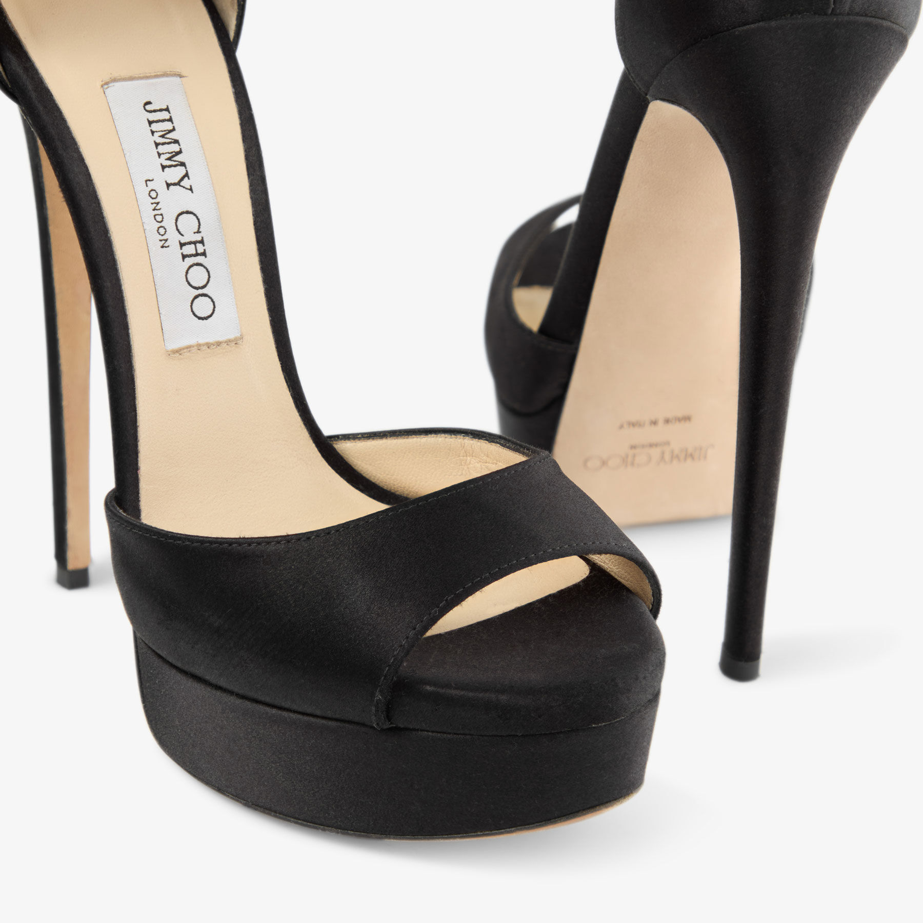 MAX 150 | Black Satin Sandal | JIMMY CHOO