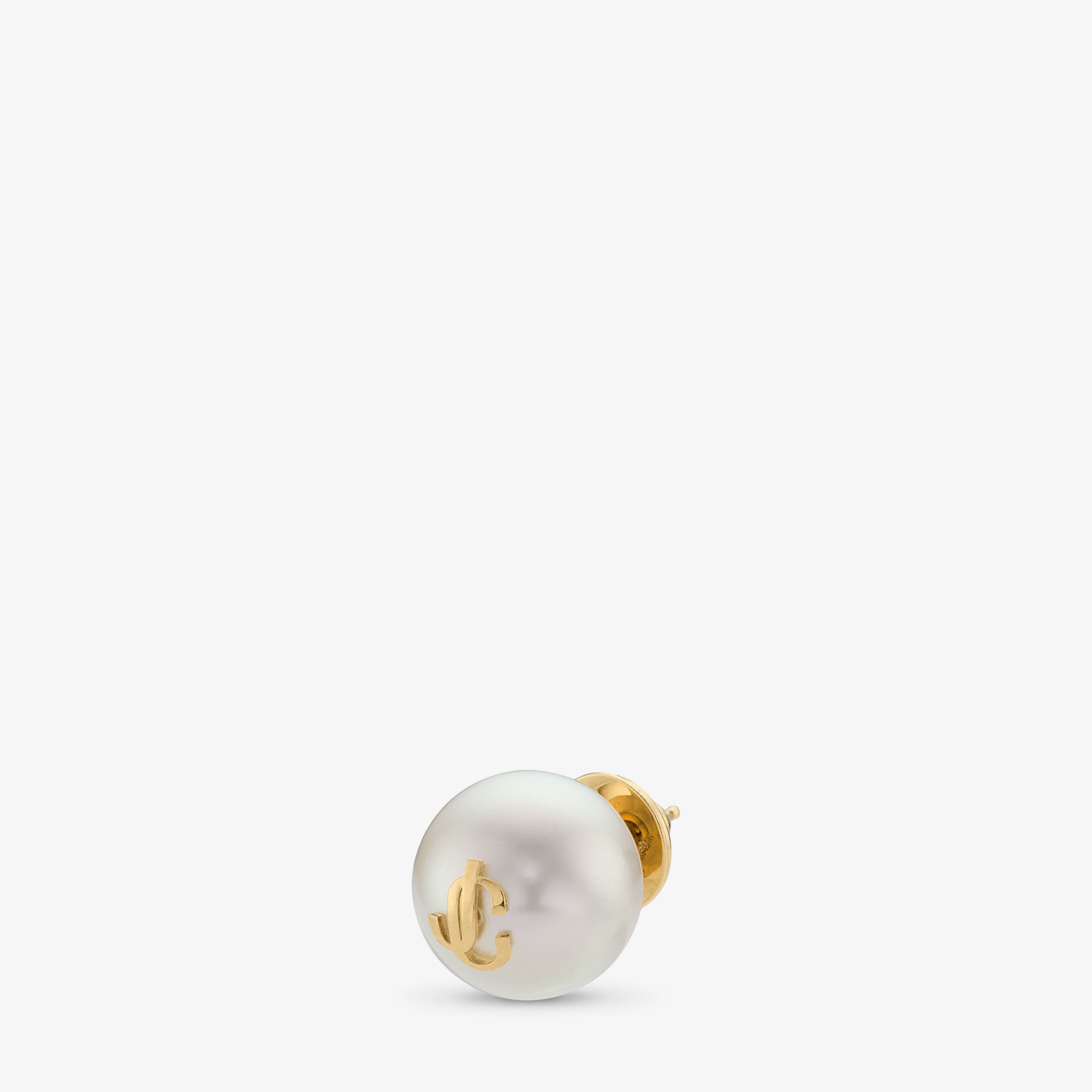 Maxi Pearl Studs | Gold Finish Metal JC Pearl Stud Earrings | JIMMY CHOO