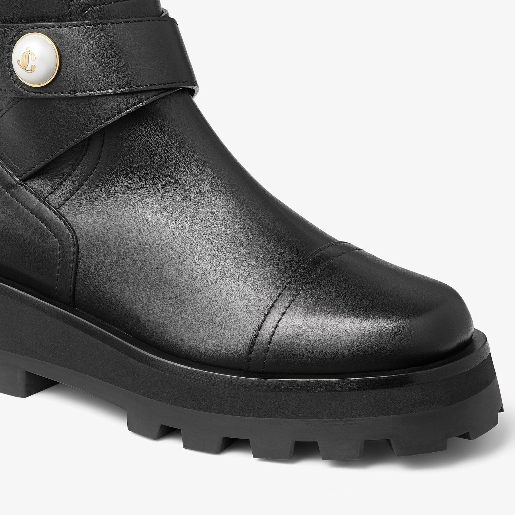 Meena Flat | Black Leather Boots | JIMMY CHOO