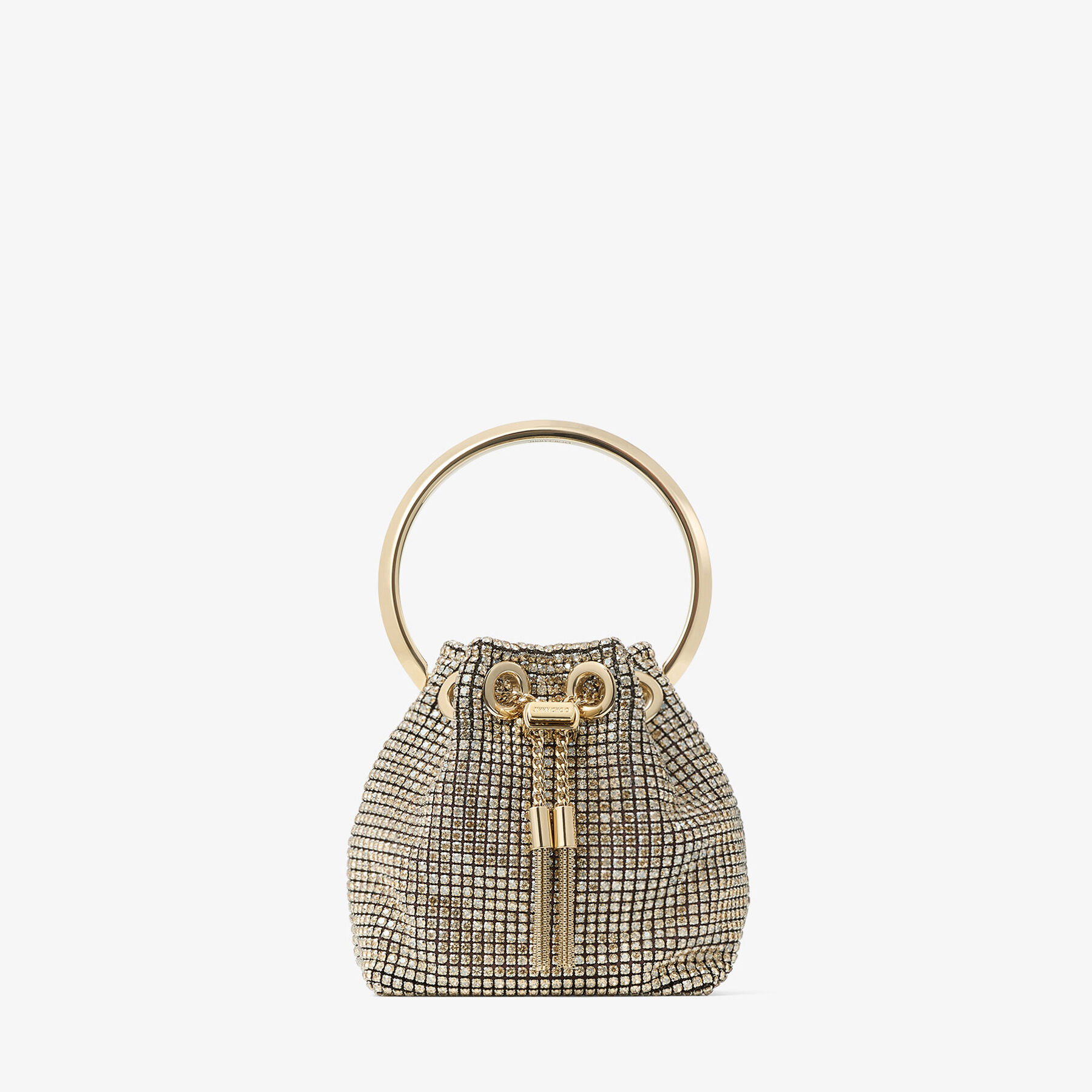 Micro Bon Bon | Champagne Crystal Mesh Mini Bag | JIMMY CHOO