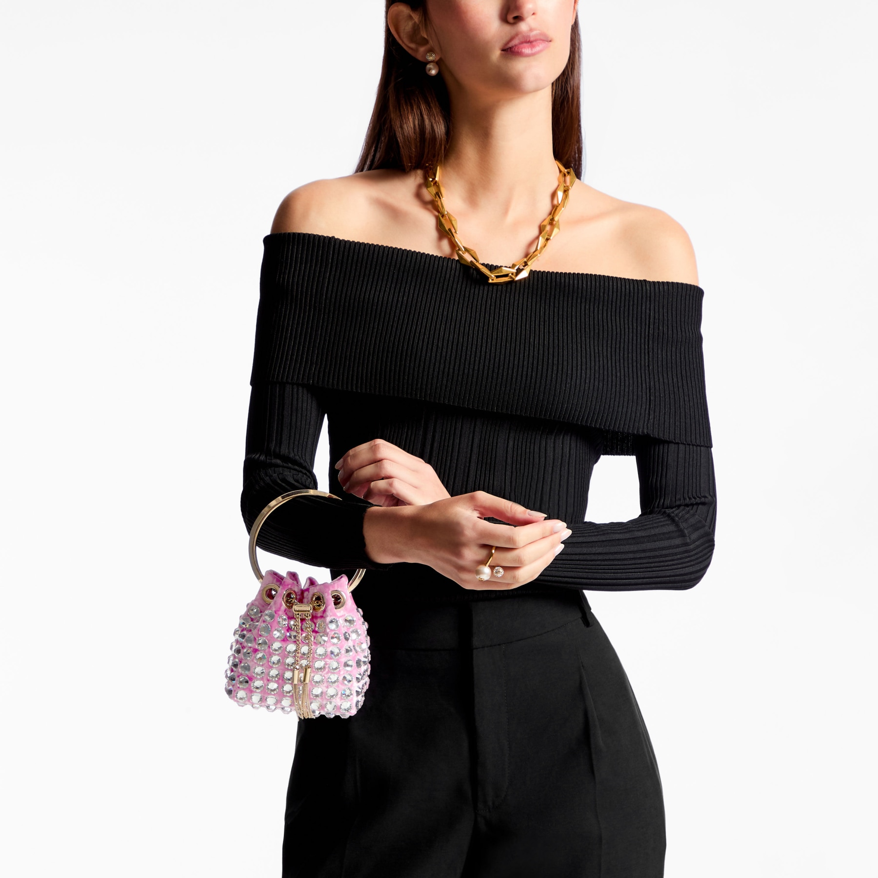 Micro Bon Bon | Magenta Crushed Velvet Mini Bag | JIMMY CHOO CA