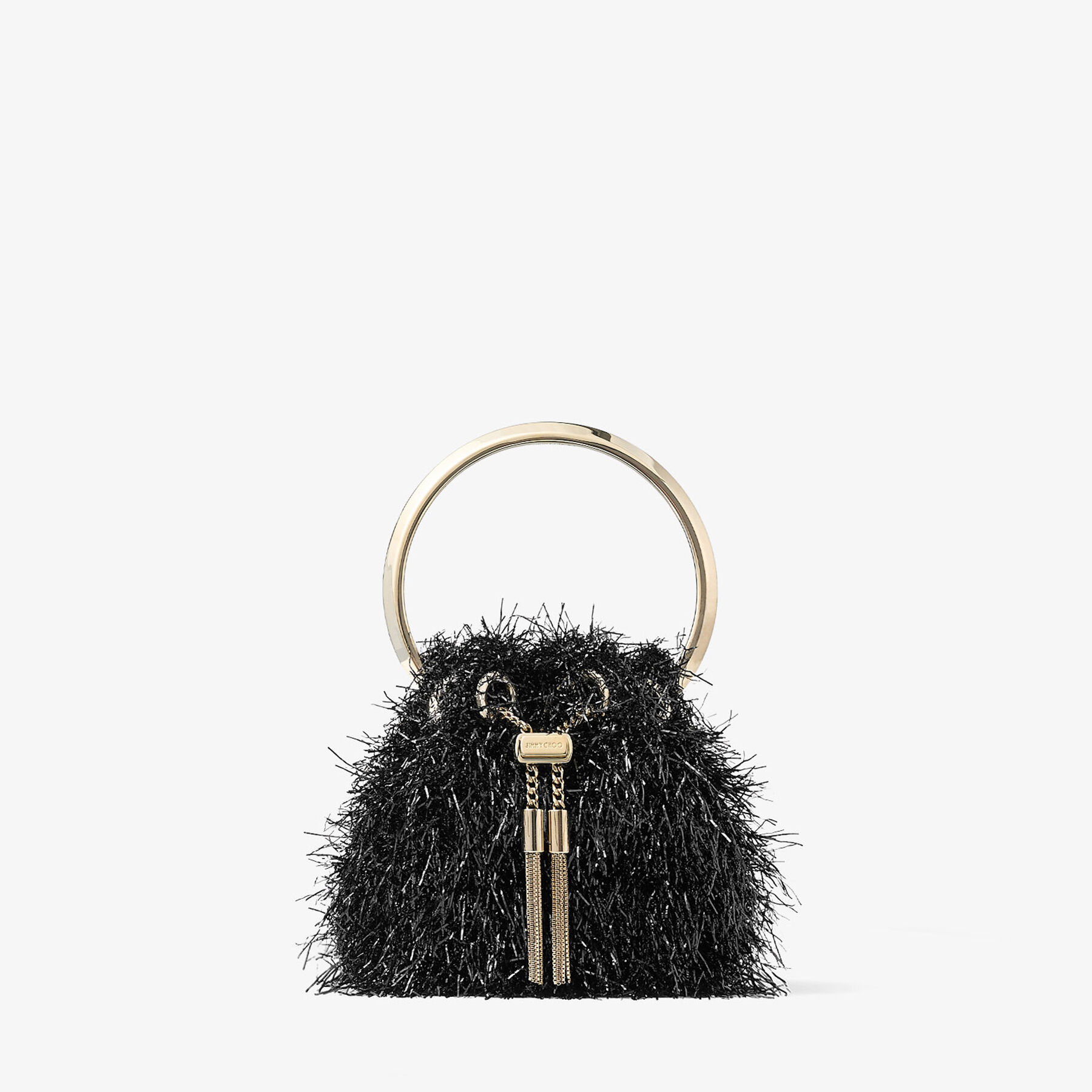 Micro Bon Bon | Black Tinsel Mini Bag | JIMMY CHOO