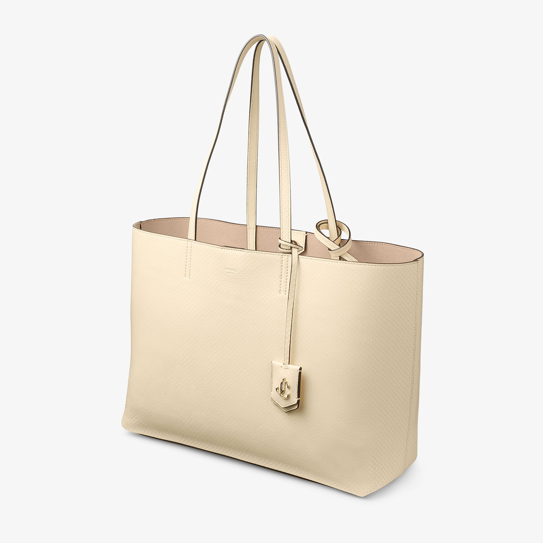 Nine2Five East-West | Buttermilk Elaphe Printed Leather Tote Handbag | JIMMY CHOO