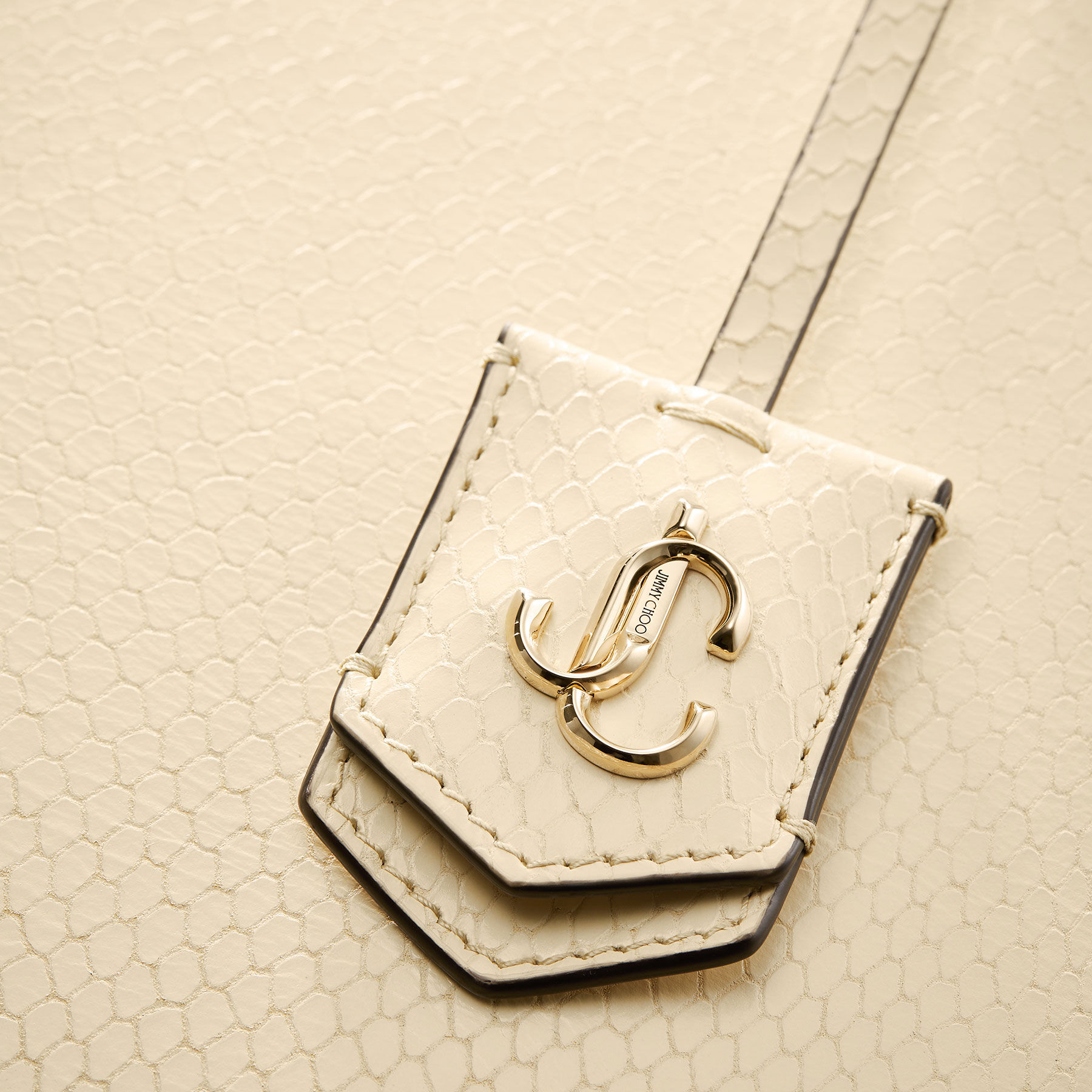 Nine2Five East-West | Buttermilk Elaphe Printed Leather Tote Handbag | JIMMY CHOO