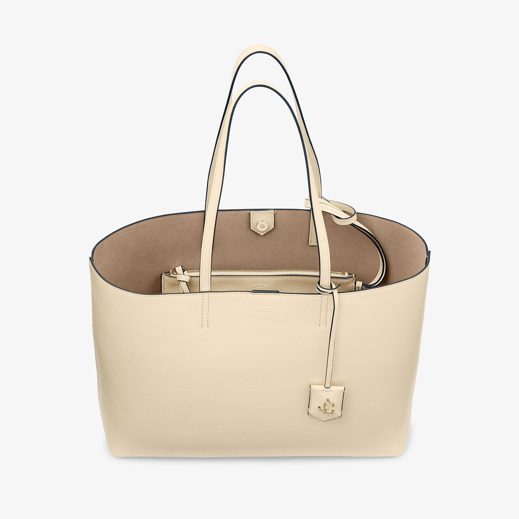 Nine2Five East-West | Buttermilk Elaphe Printed Leather Tote Handbag | JIMMY CHOO