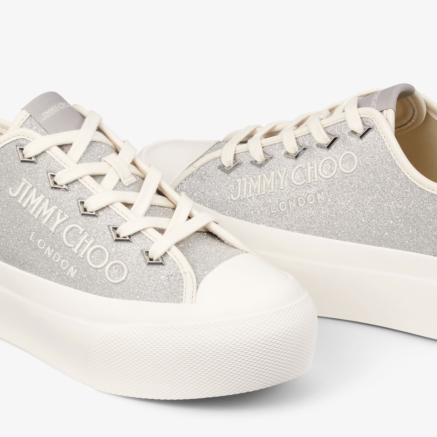 Palma Maxi/F|Silver/Latte Nappa Leather Trainer| JIMMY CHOO