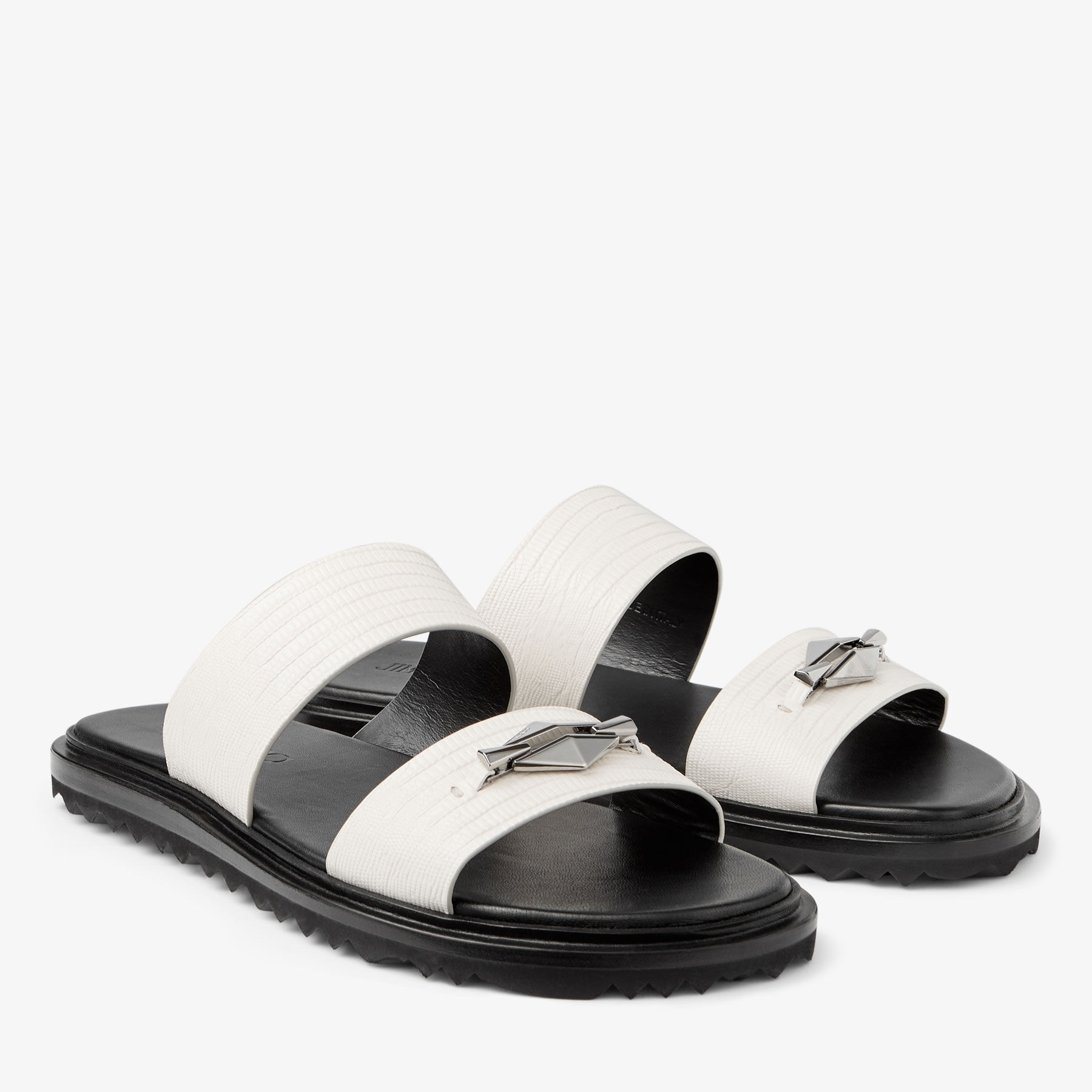 Raiden Sandal/M | Latte Lizard Printed Leather Sandals | JIMMY CHOO