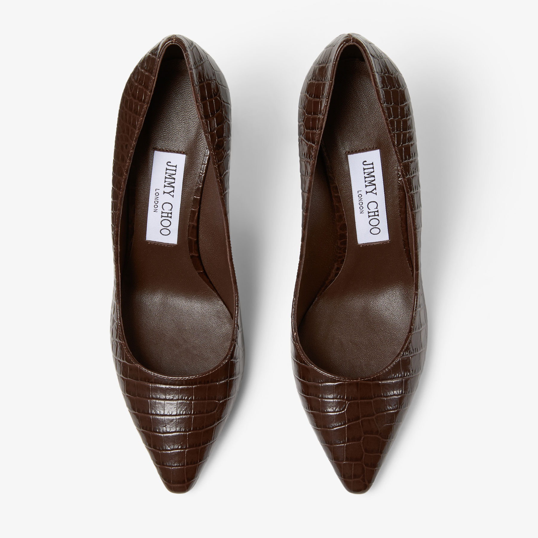 Romy 85 | Chocolate Croc Embossed Leather Pumps | JIMMY CHOO