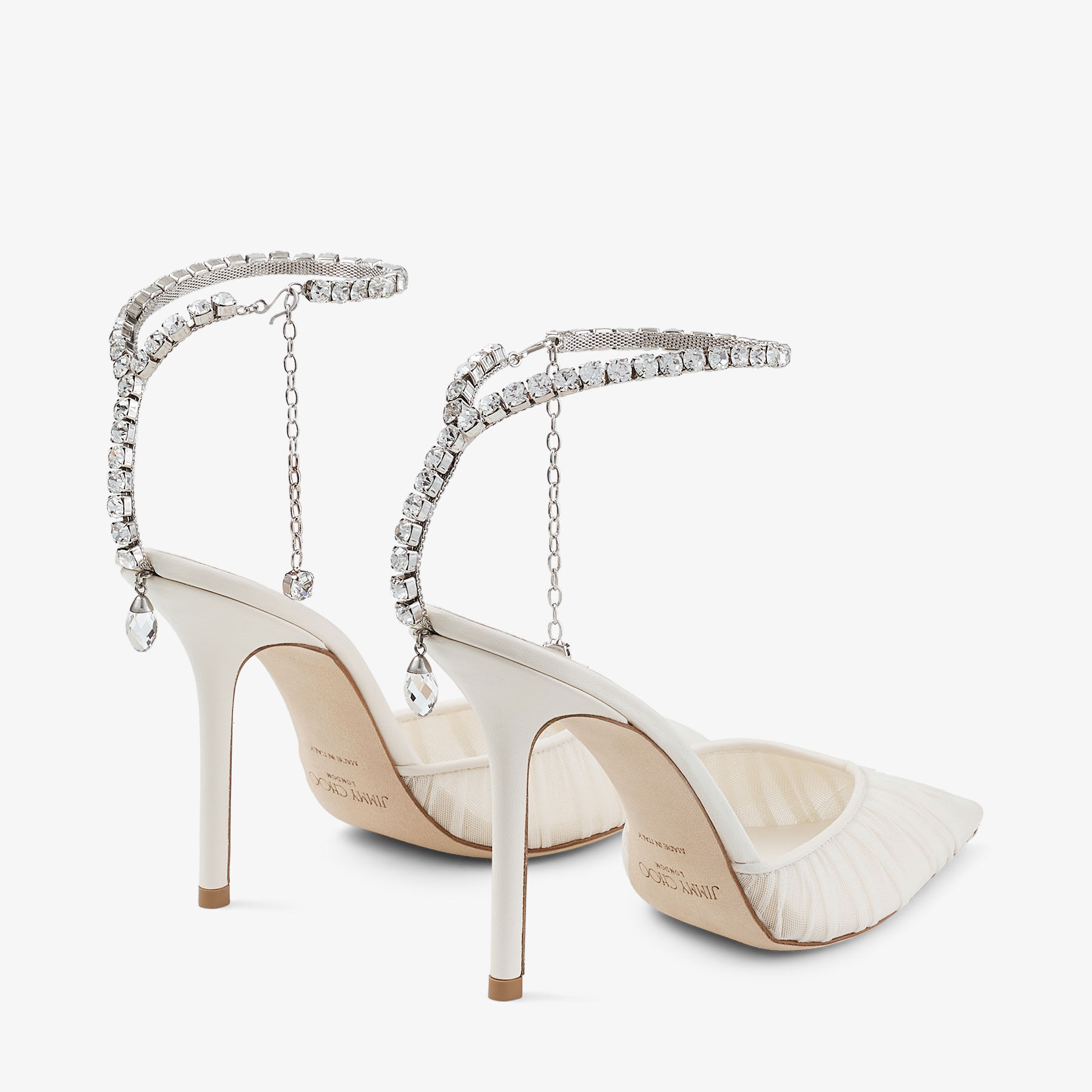 Saeda 100 | Ivory Tulle Crystal Pumps | JIMMY CHOO