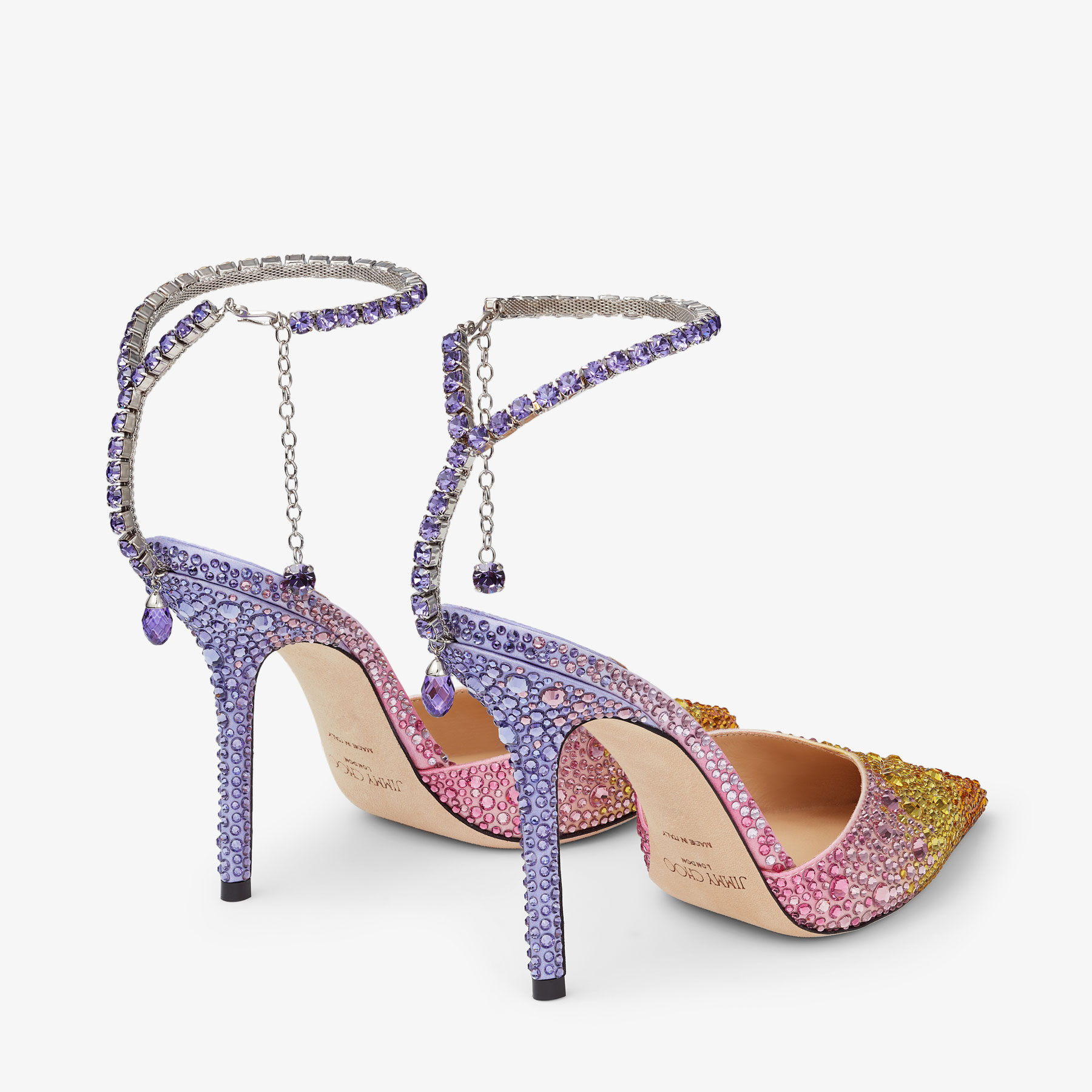Saeda 100|Sunset Mix/Crystal Satin Crystal Pumps| JIMMY CHOO CA