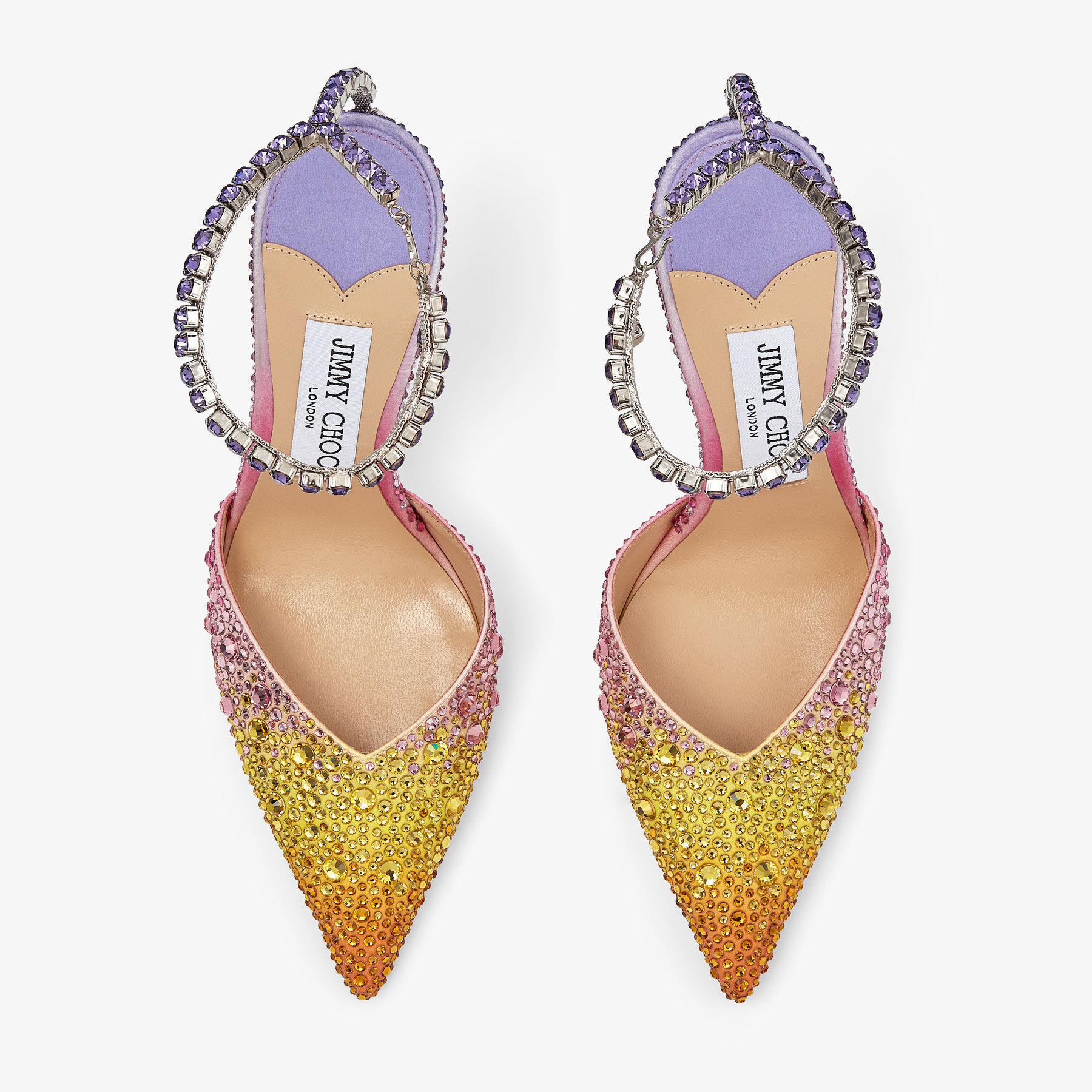 Saeda 100|Sunset Mix/Crystal Satin Crystal Pumps| JIMMY CHOO CA
