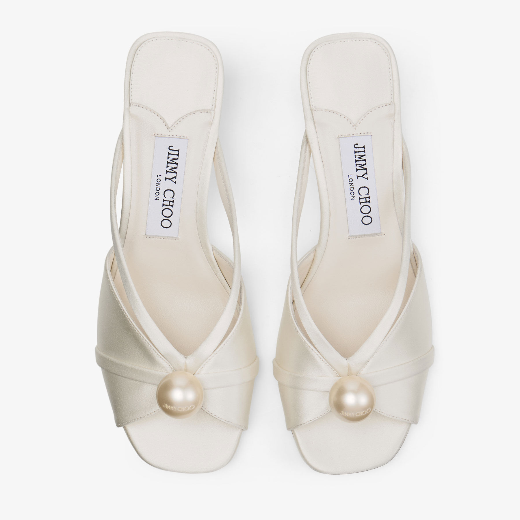 Siva Mule 50 |Ivory Satin Mule with Pearl Embellishment | JIMMY CHOO