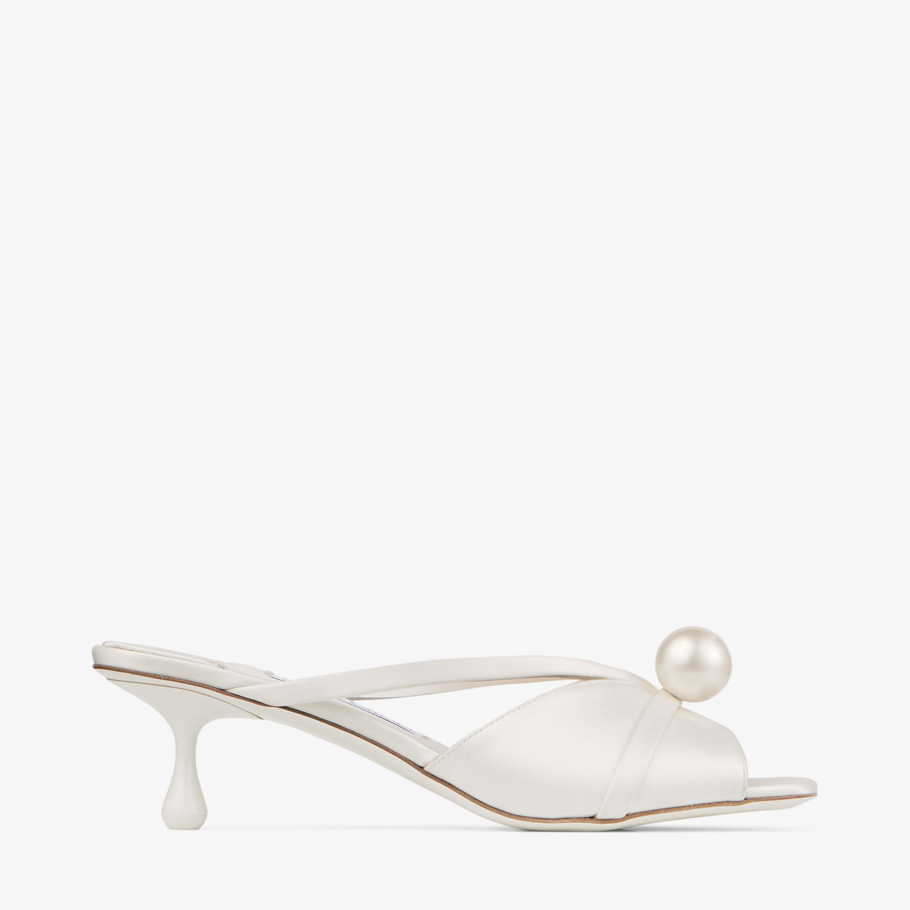 Siva Mule 50 |Ivory Satin Mule with Pearl Embellishment | JIMMY CHOO
