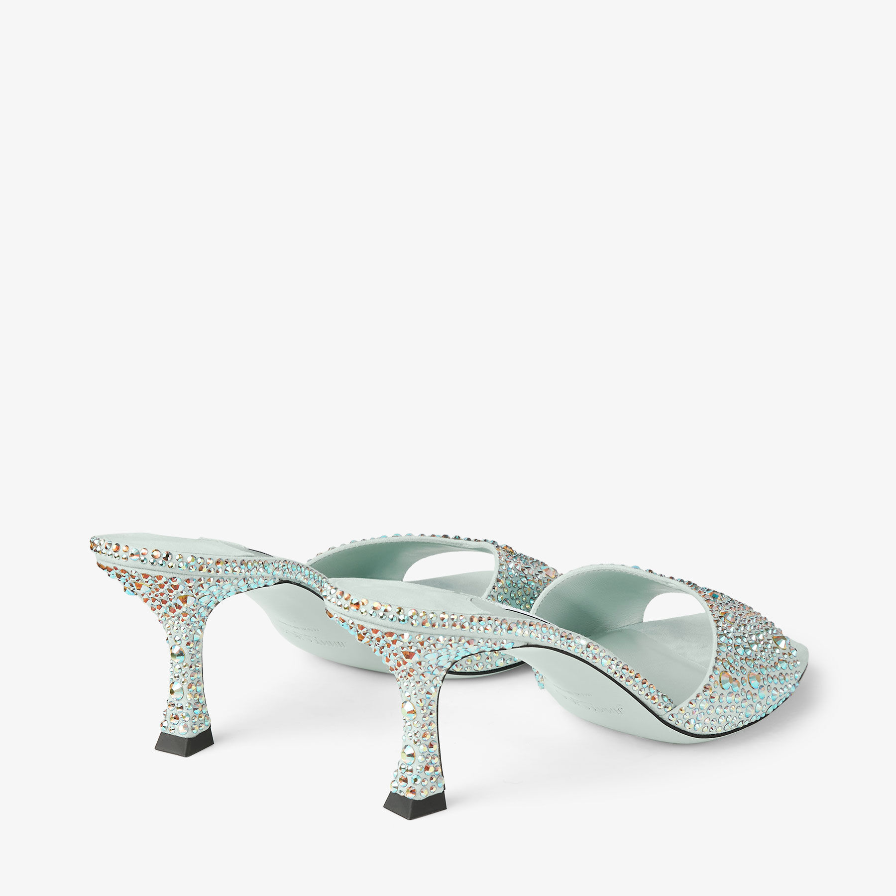 Skye 70 | Light Verde Suede Crystal Sandals | JIMMY CHOO