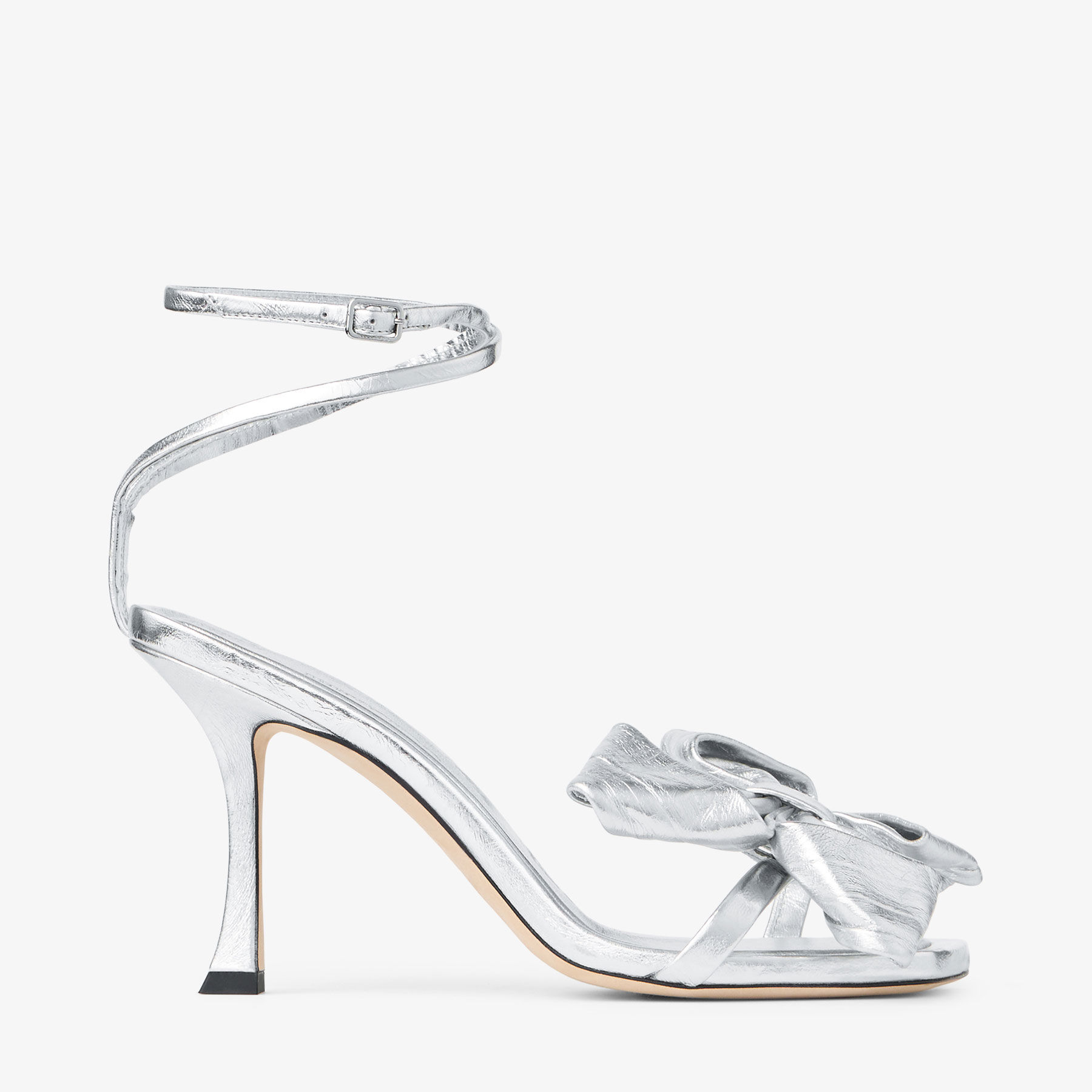 Staz Sandal 90 | Silver Vintage Metallic Leather Sandals | JIMMY CHOO US