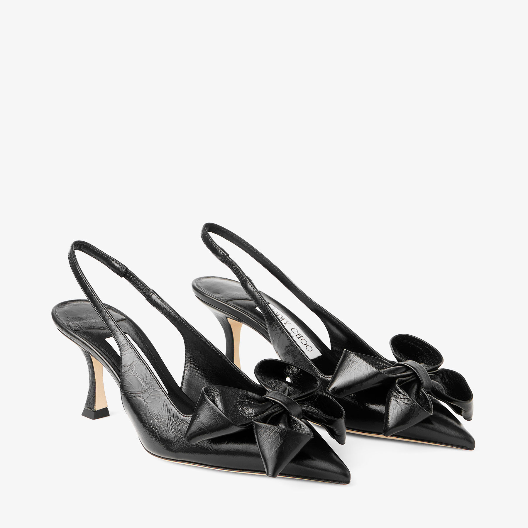 Staz Sling Back 70 | Black Vintage Metallic Leather Pumps | JIMMY CHOO