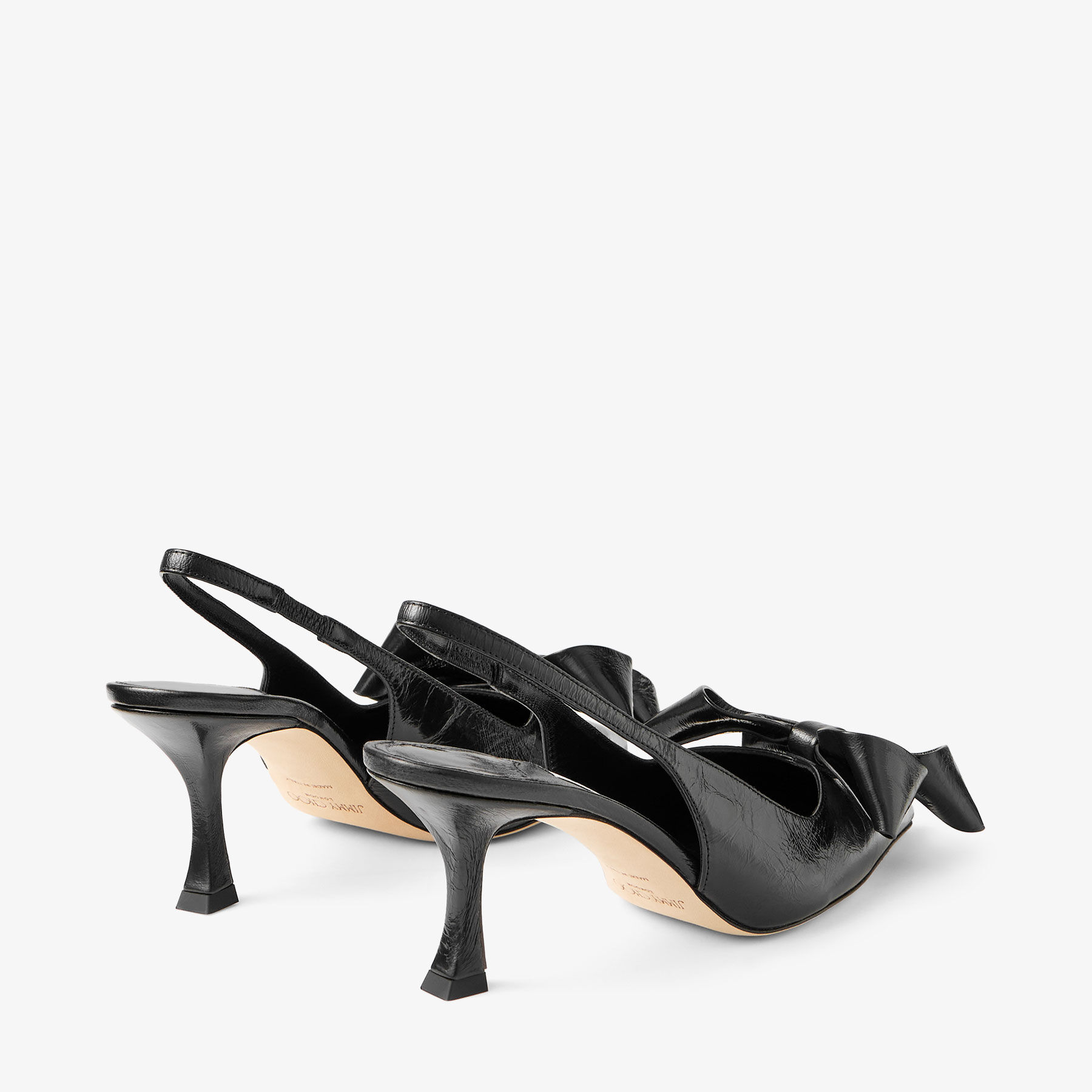 Staz Sling Back 70 | Black Vintage Metallic Leather Pumps | JIMMY CHOO