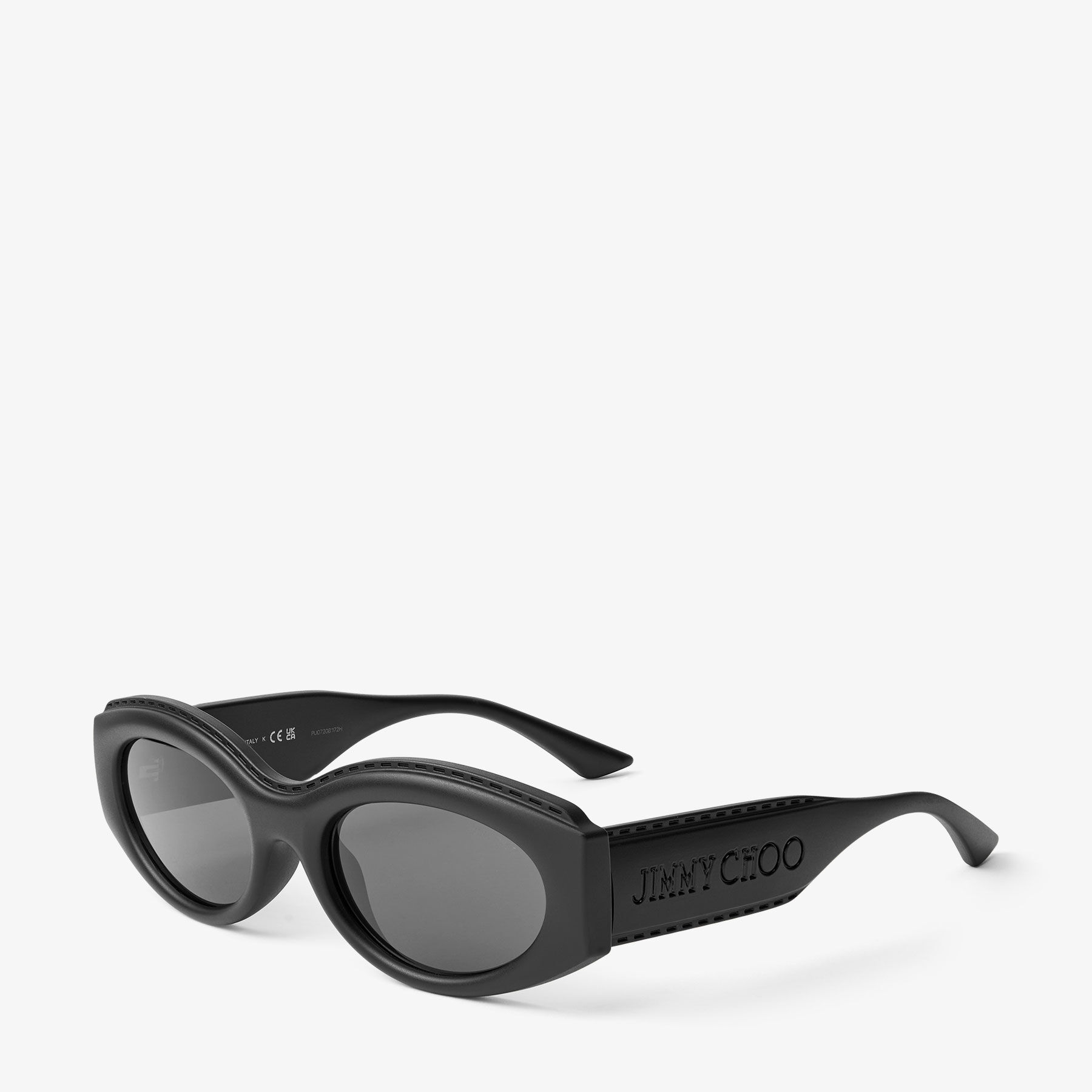 Sue | Matte Black Oval Sunglasses | JIMMY CHOO