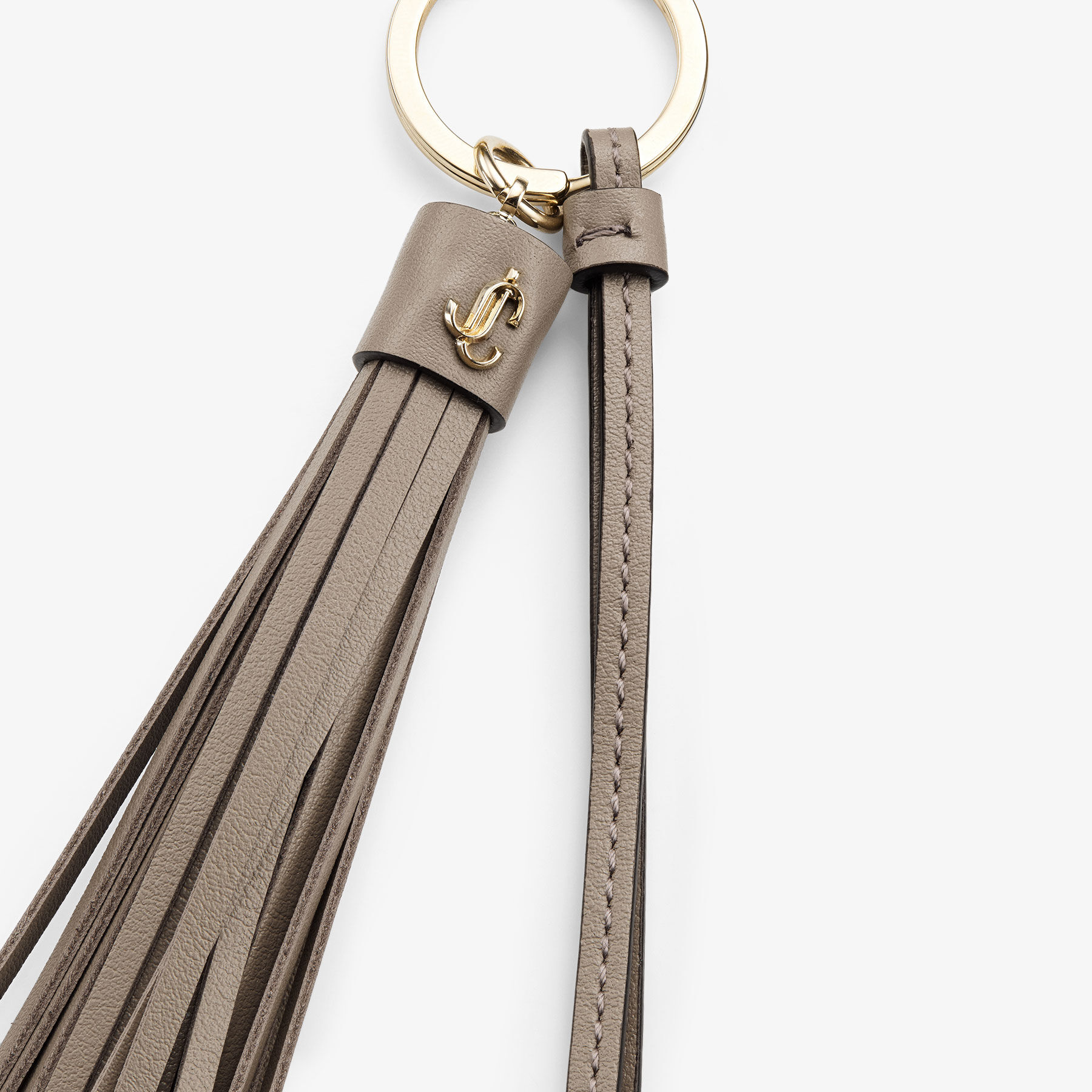 Tassle Keyring Charm |Taupe Calf Leather Tassel Bag Charm | JIMMY CHOO CA