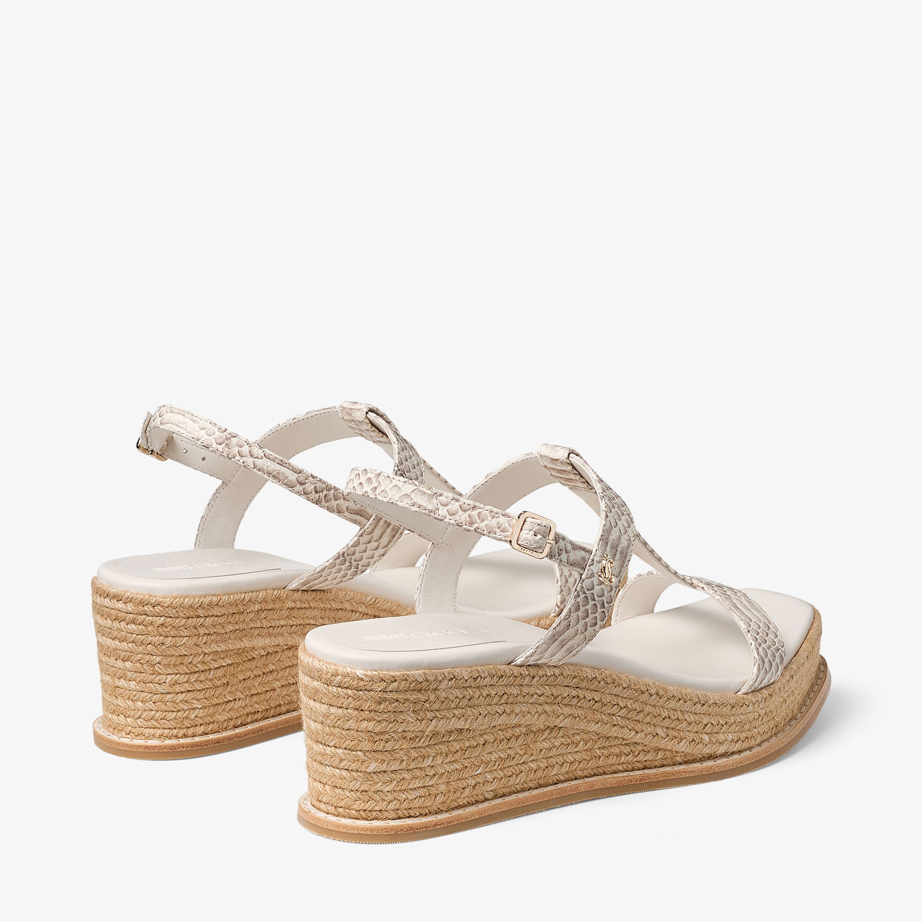Theia Wedge | Sandales à talon compensé en cuir à imprimé serpent ...