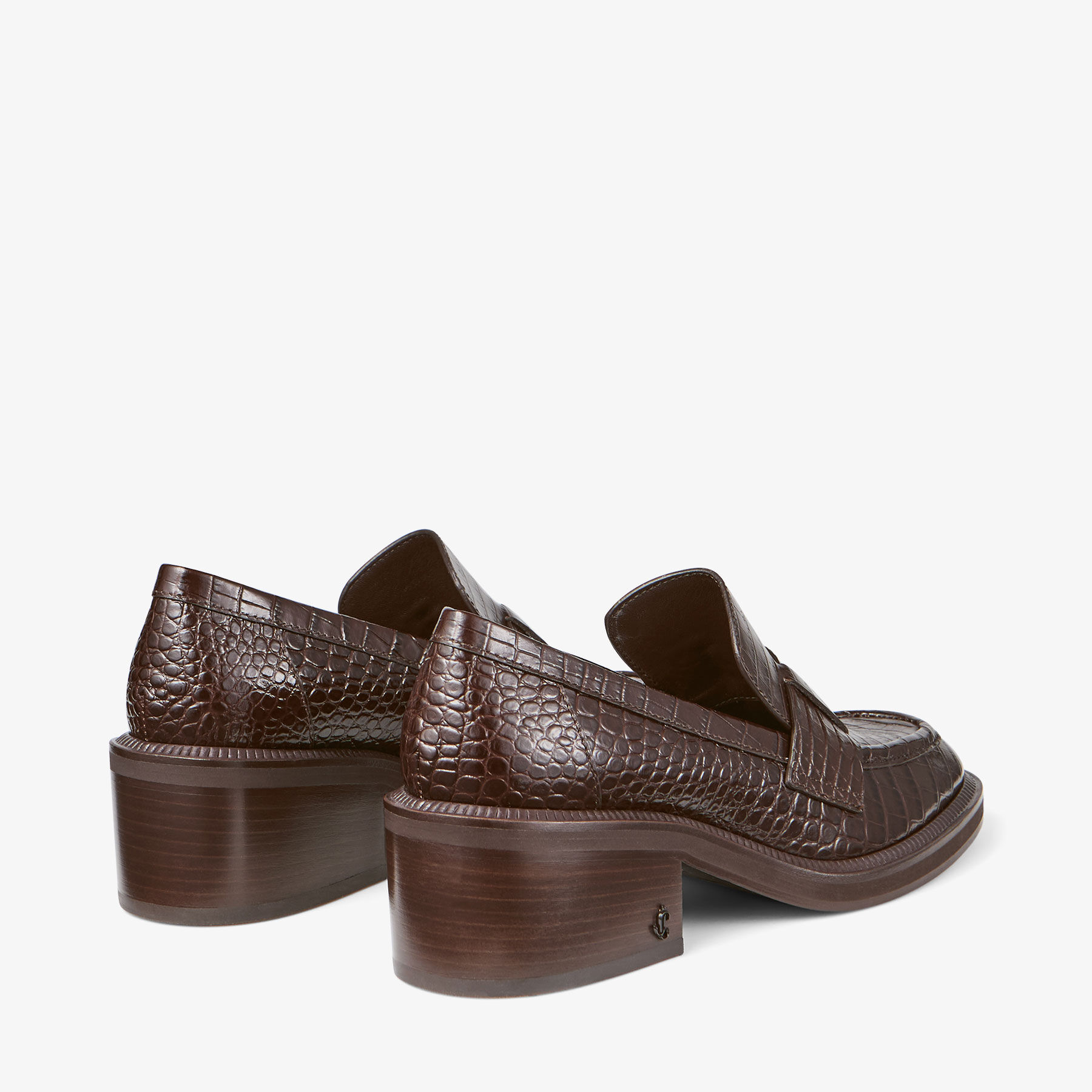 Tylor 60 | Chocolate Croc Embossed Leather Loafers | JIMMY CHOO