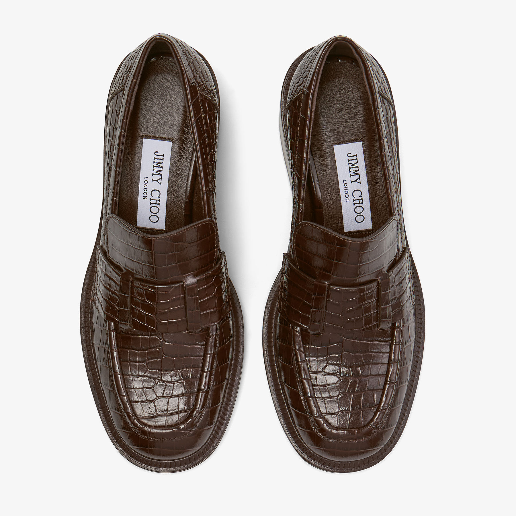 Tylor 60 | Chocolate Croc Embossed Leather Loafers | JIMMY CHOO