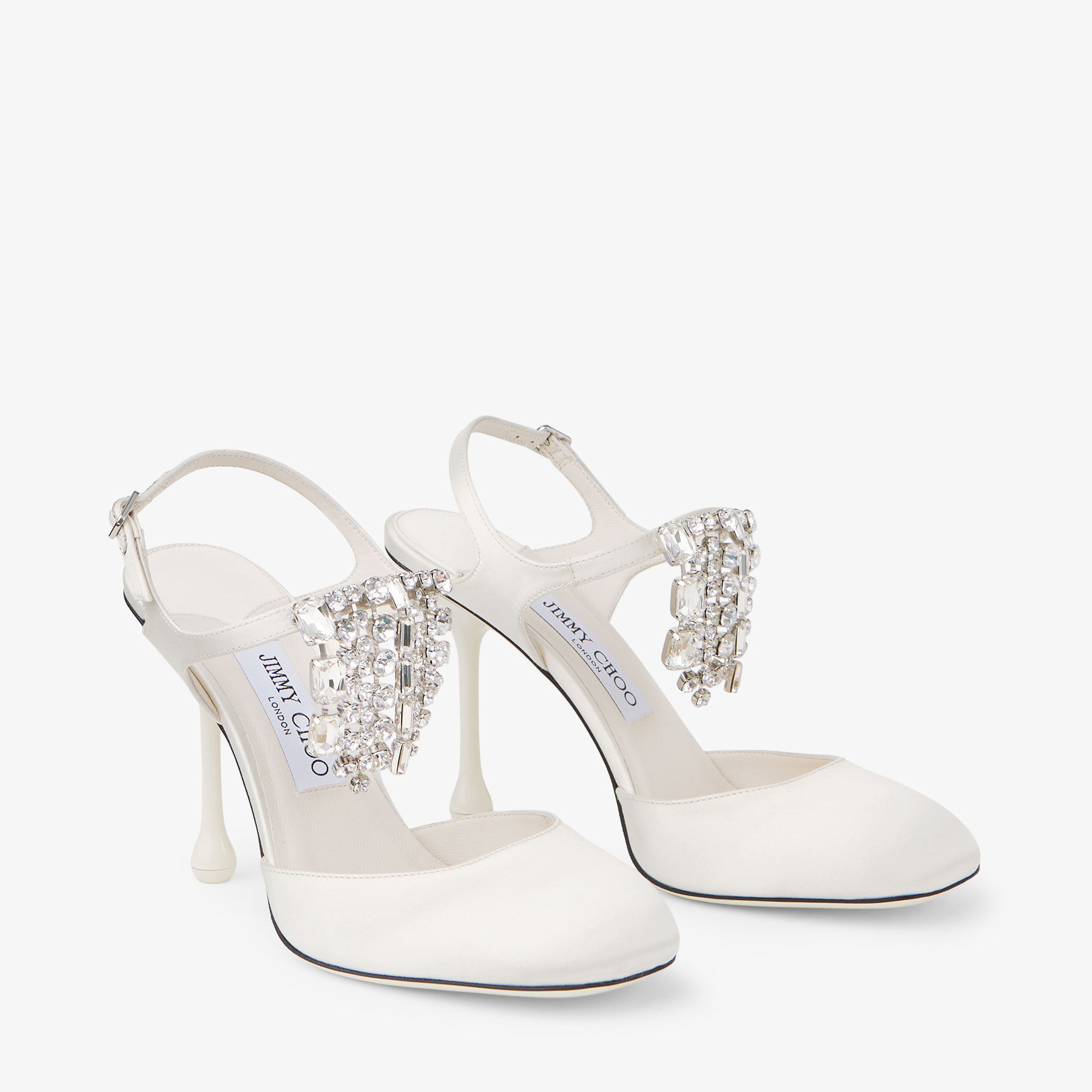Verity 95 | Ivory Satin Crystal Pumps | JIMMY CHOO US