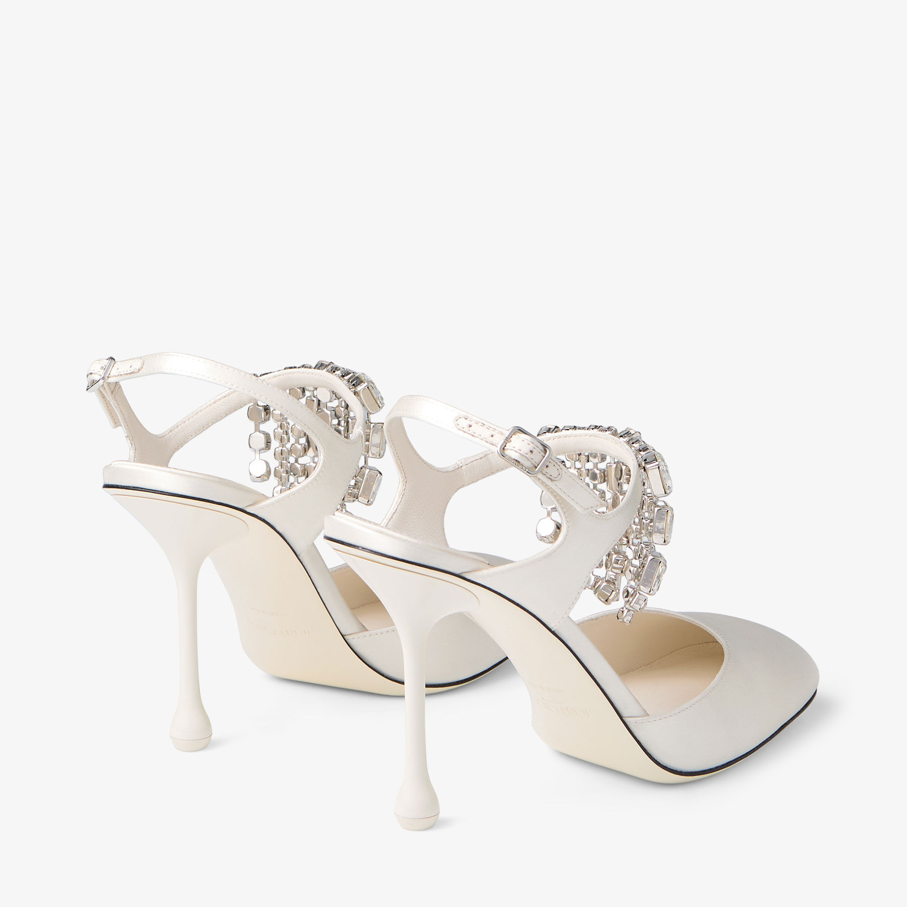 Verity 95 | Ivory Satin Crystal Pumps | JIMMY CHOO US
