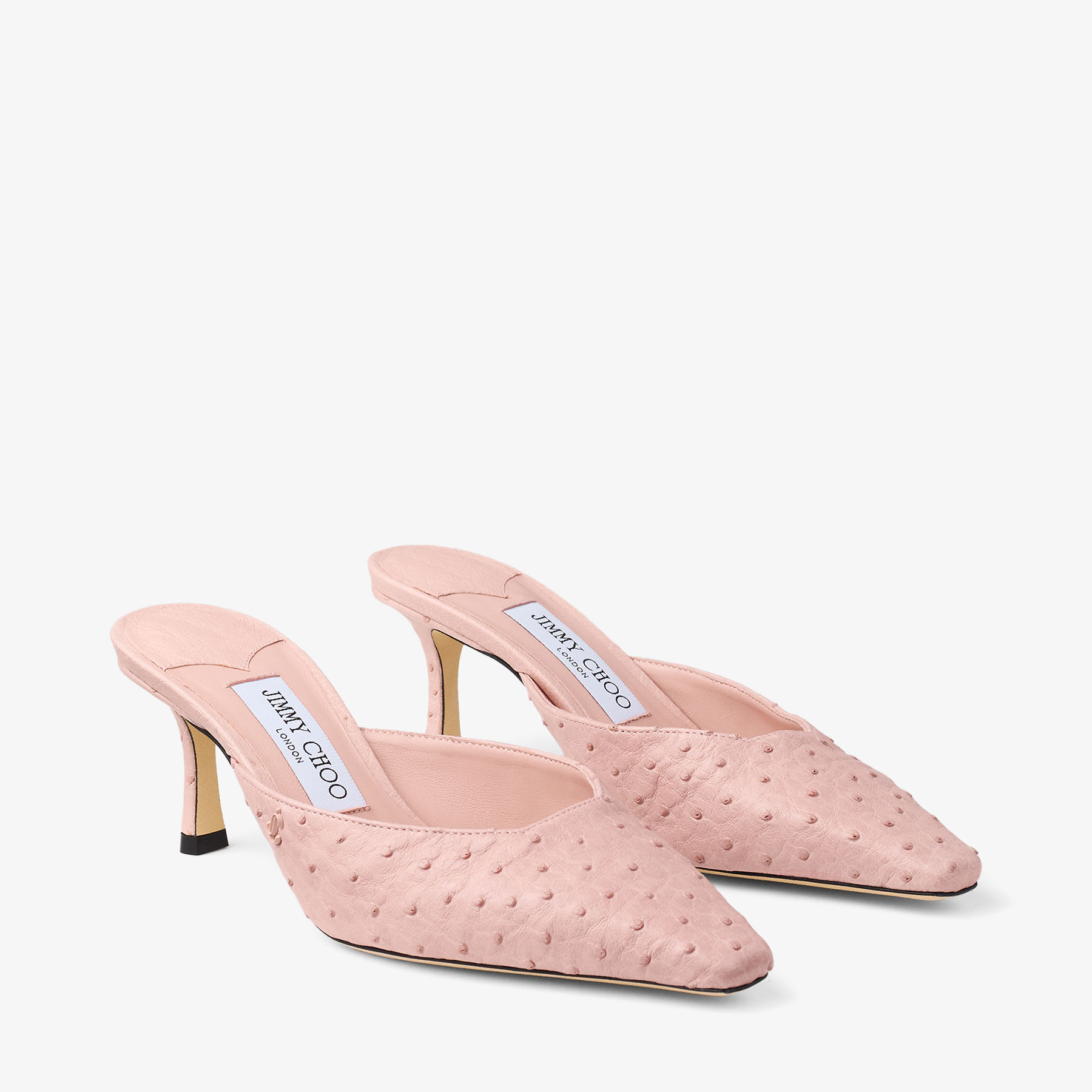 Vivi 65 | Rose Ostrich Leather Mules | JIMMY CHOO