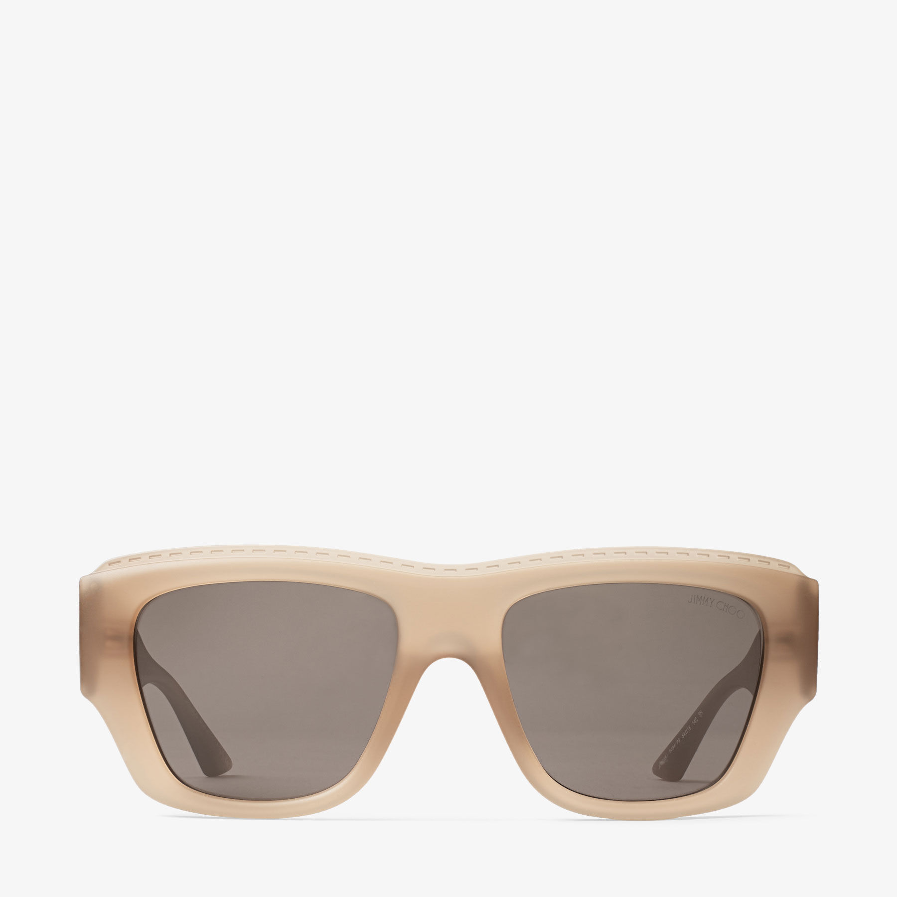 Yani | Matte Transparent Tan Rectangular Sunglasses | JIMMY CHOO