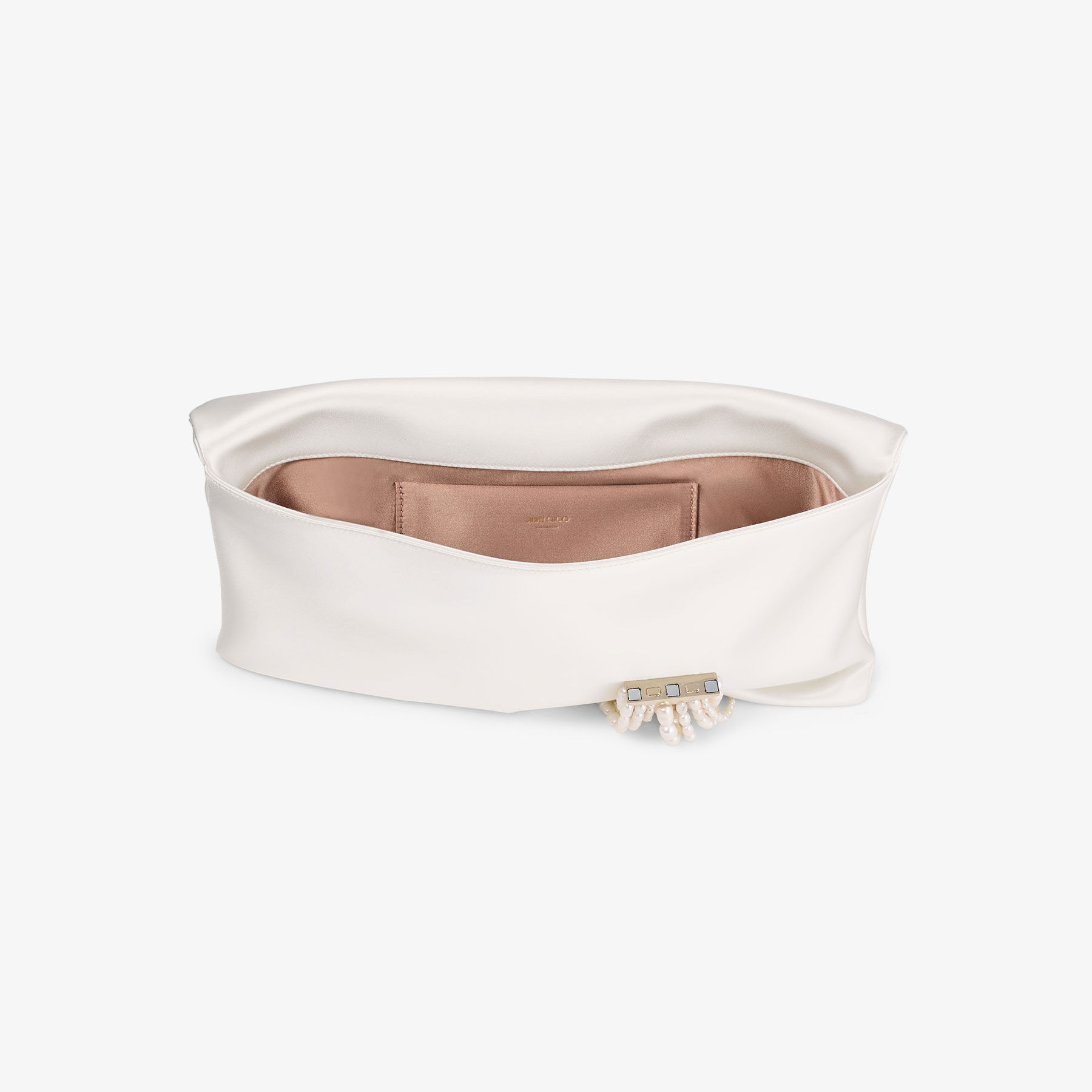 Zandra | Ivory Satin Clutch Bag | JIMMY CHOO