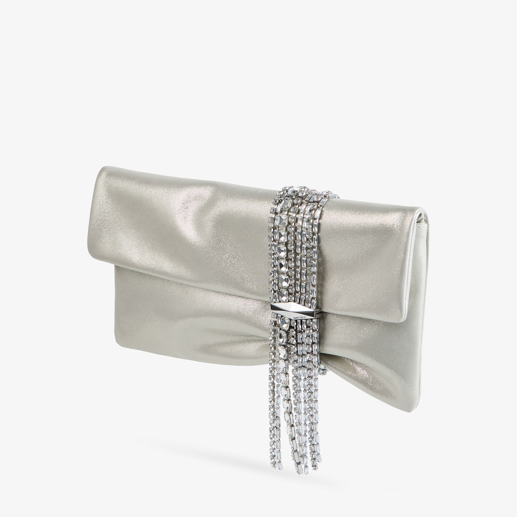 Zandra | Light Soft Gold Shimmer Suede Clutch with Chain Bracelet ...
