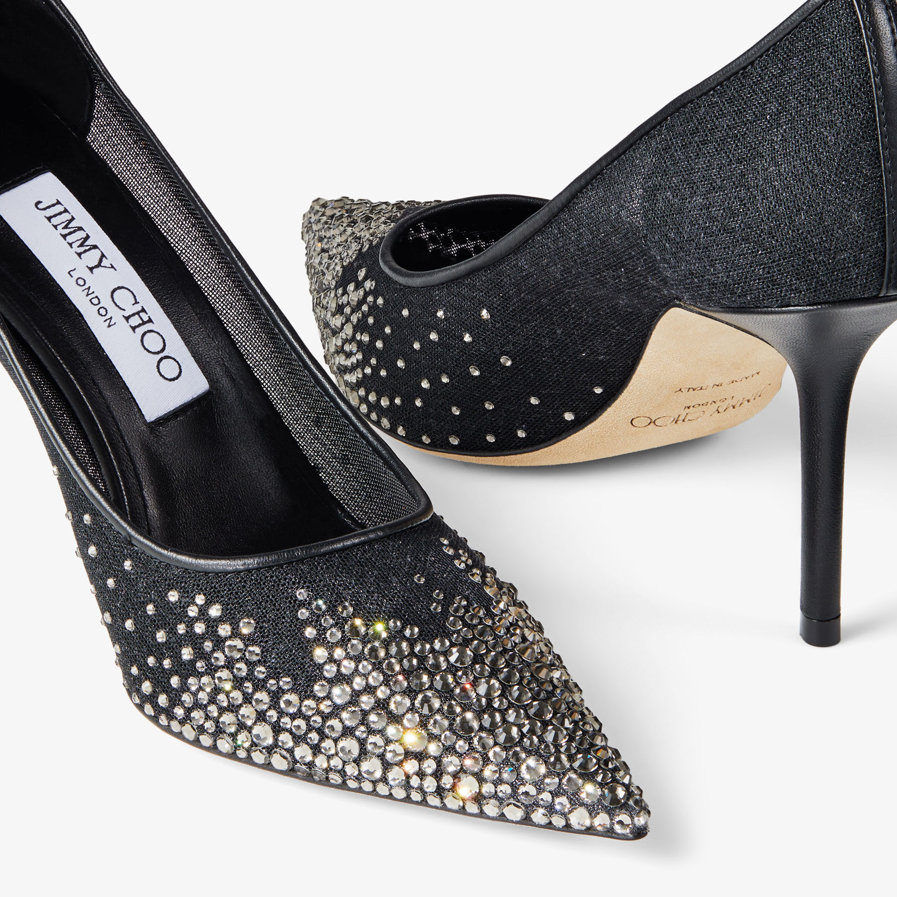 LOVE 85 | Black Mesh Pumps with Dégradé Crystals | New LOVE 85 | Black Mesh Pumps with Dégradé Crystals | New